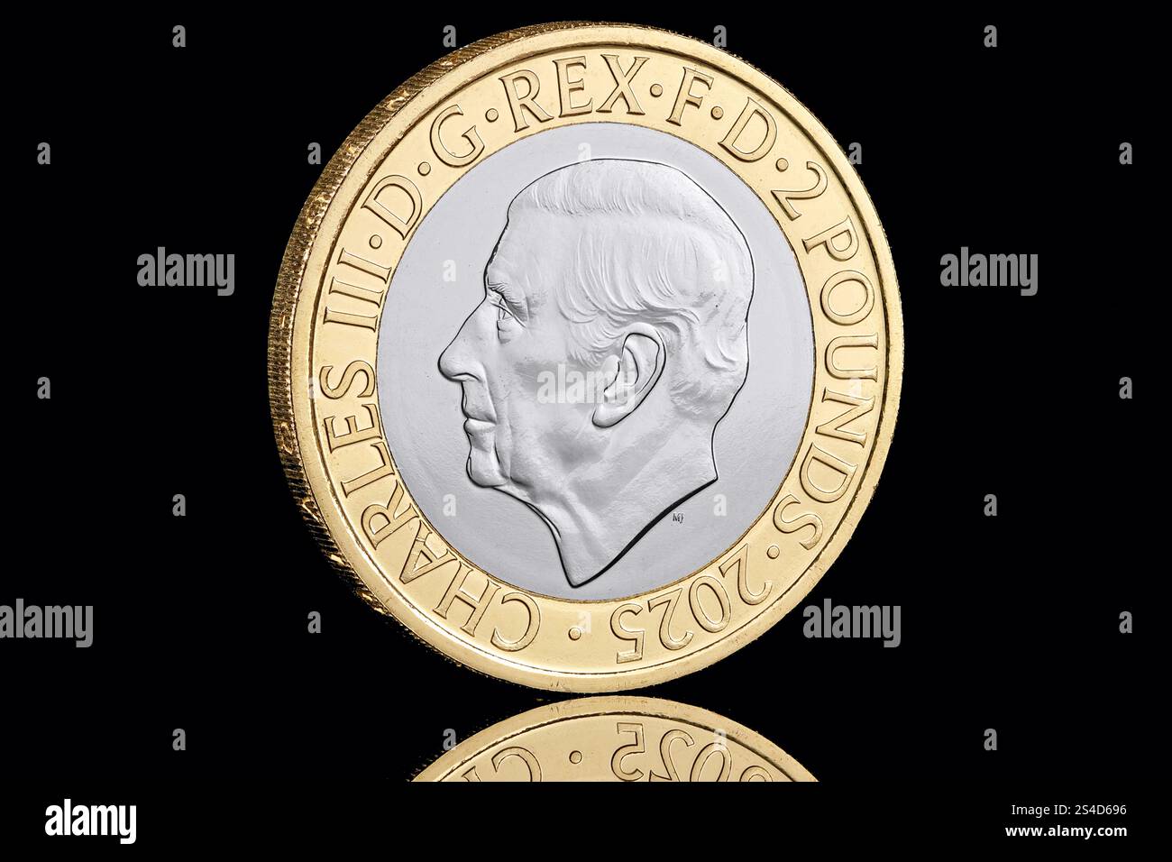 2025 UK £2 coin featuring Martin Jennings coin portrait of KIng Charles ...