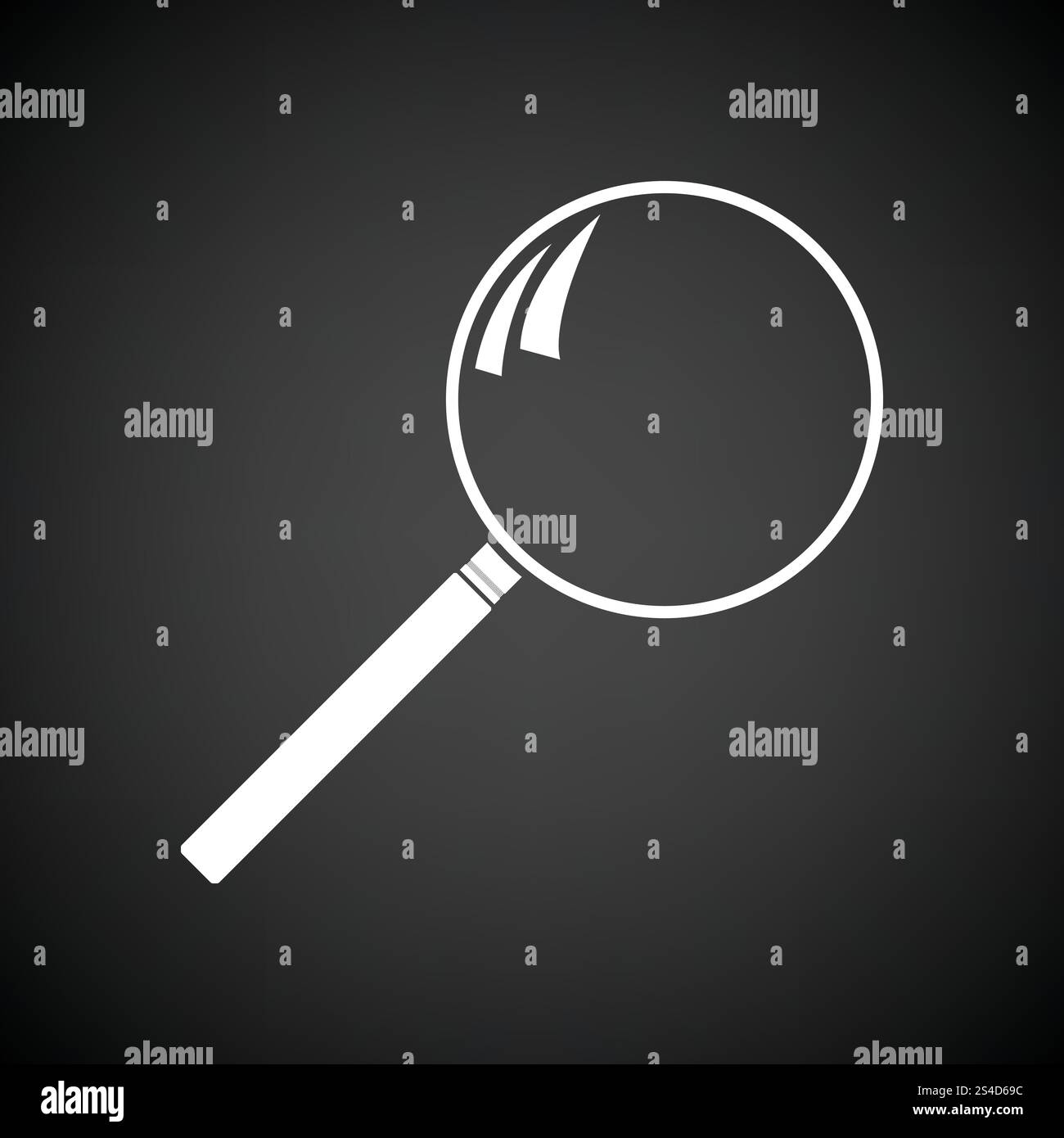 Loupe icon. Black background with white. Vector illustration Stock ...