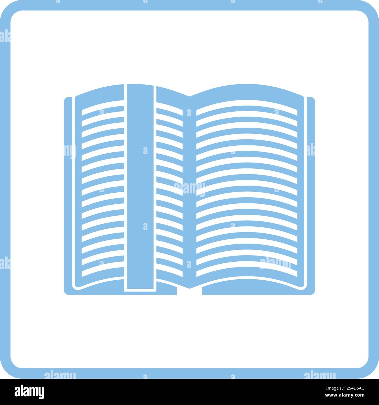 Open book with bookmark icon. Blue frame design. Vector illustration ...