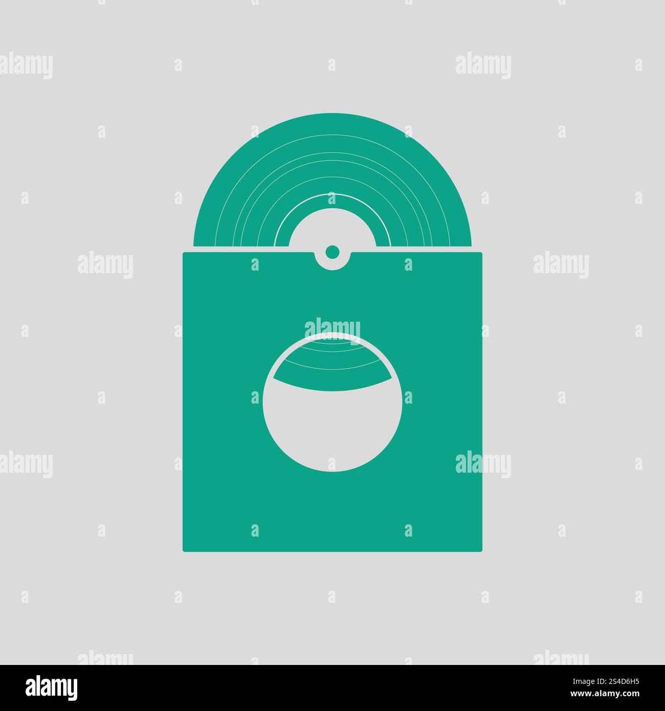 Vinyl record in envelope icon. Gray background with green. Vector ...