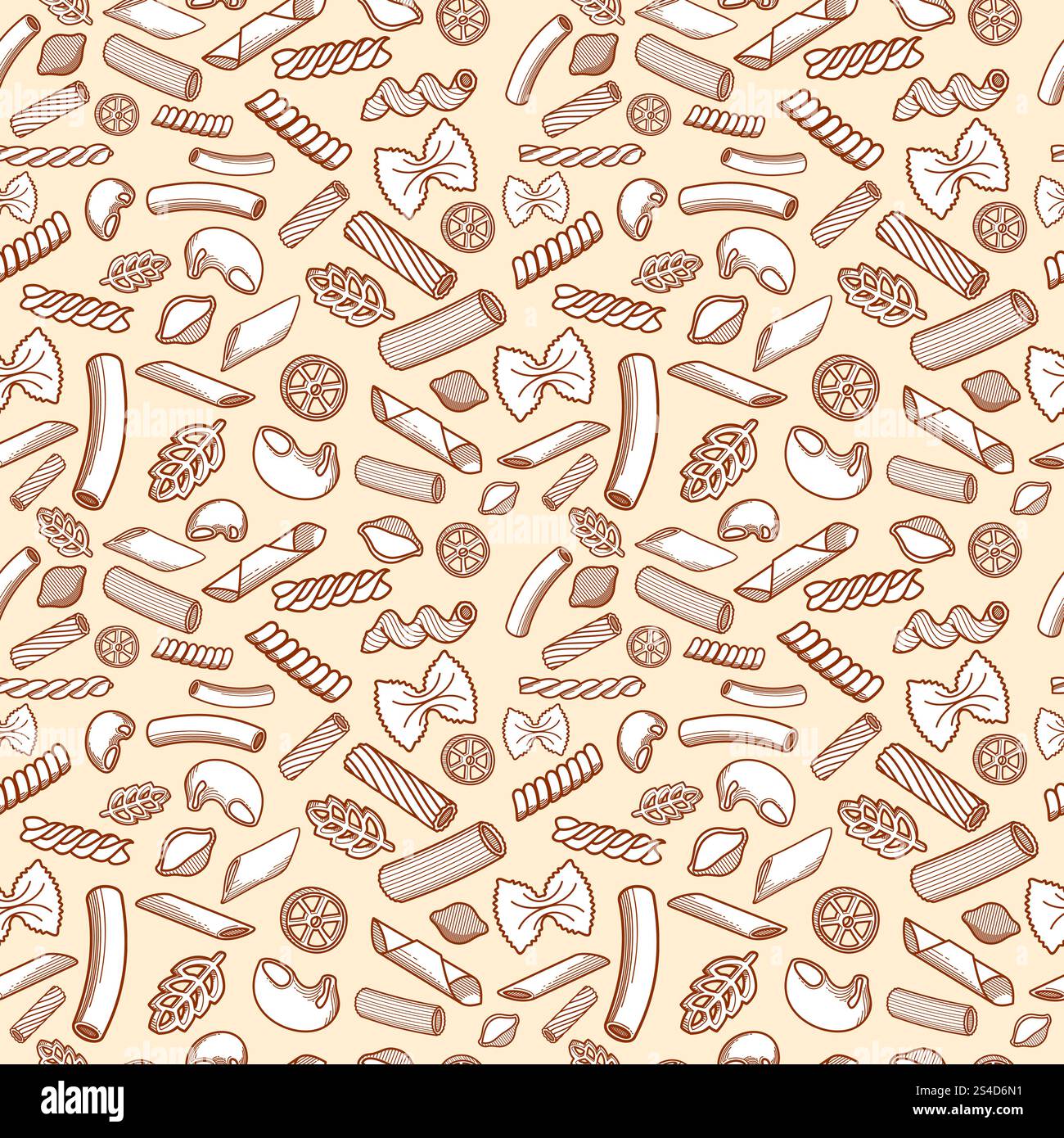 Hand drawn italian cuisine pasta vector seamless pattern. Restaurant ...