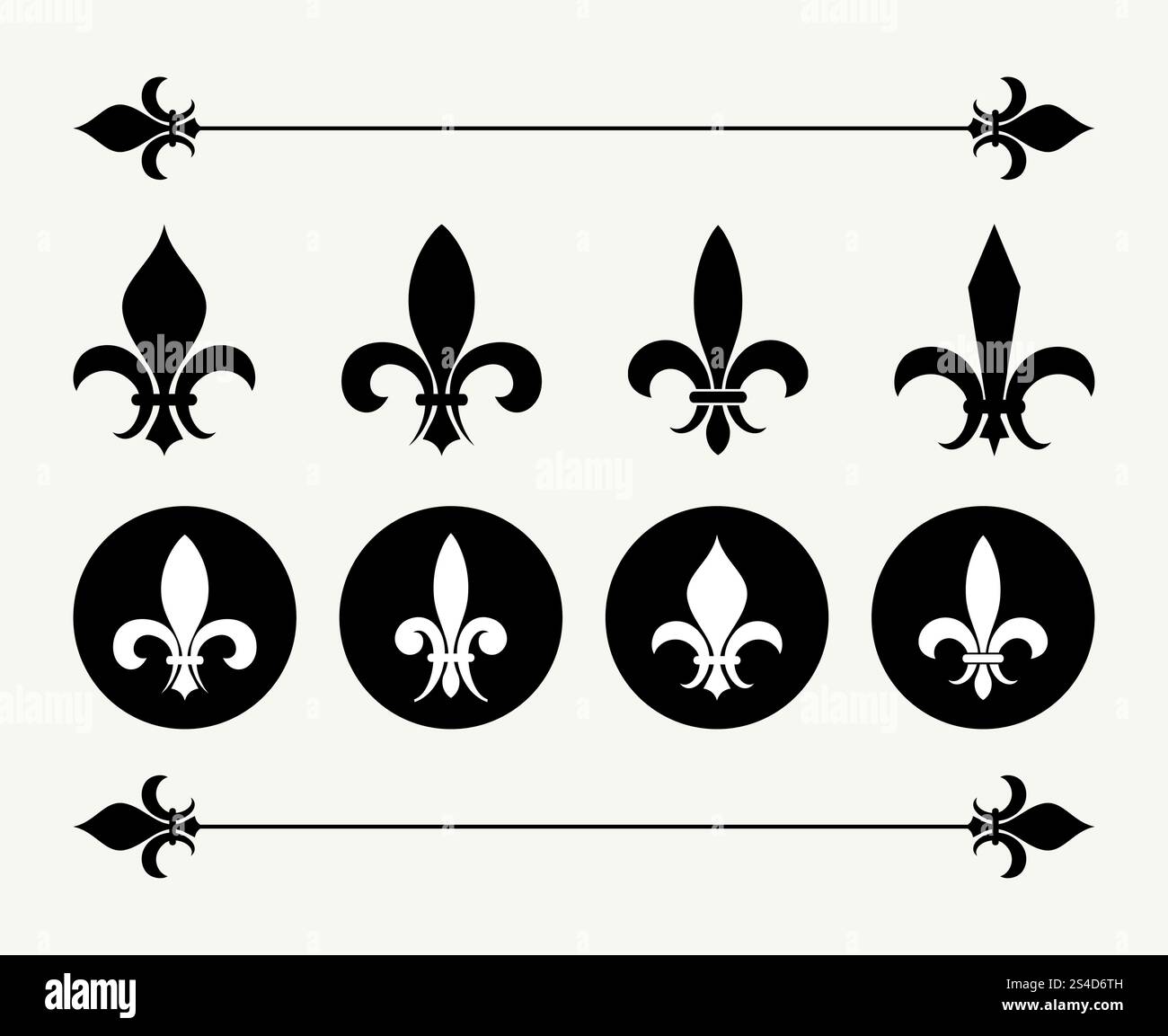 Set of fleur de lys design elements. Decoration for emblem, antique ...