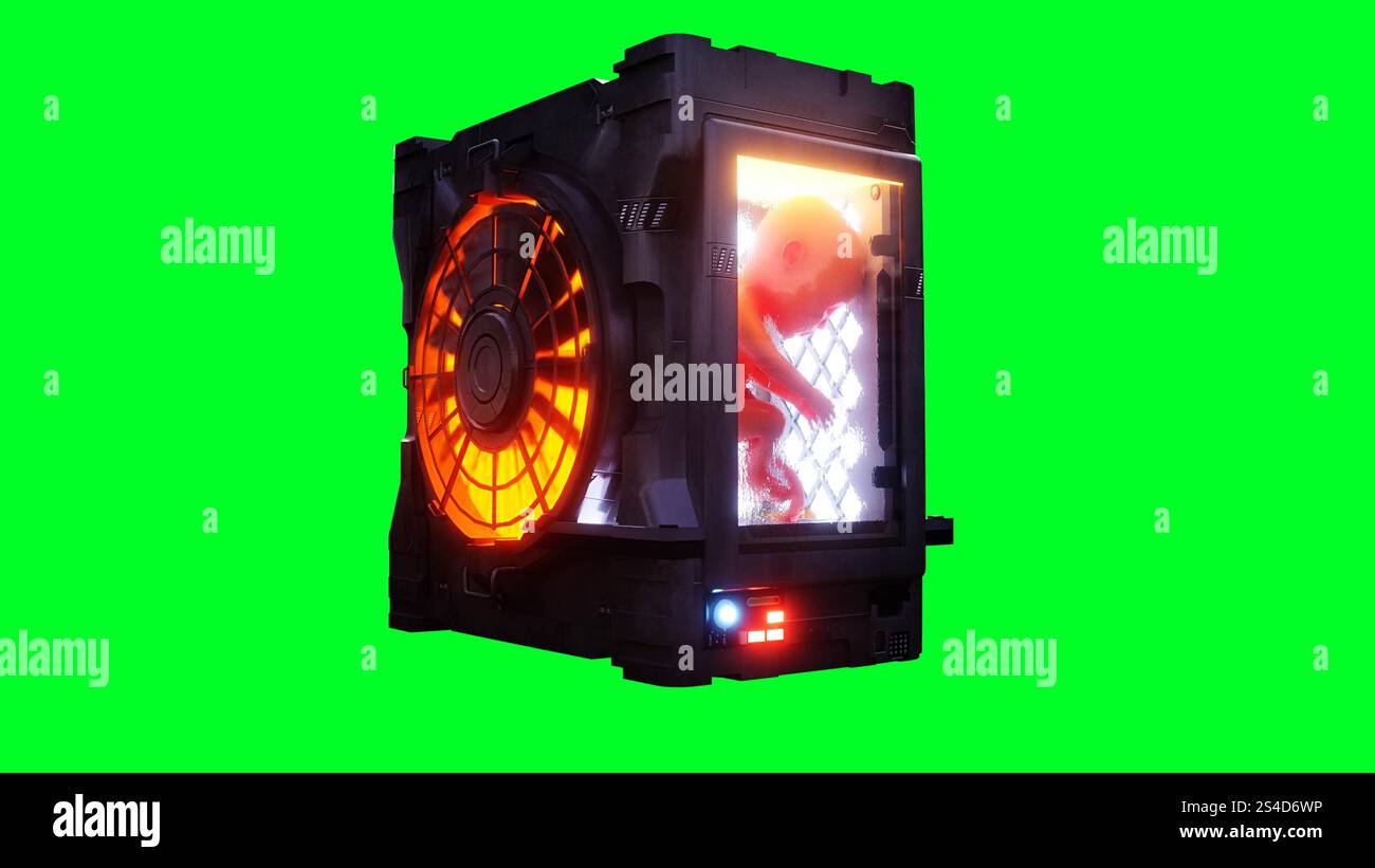 Growing a fetus, baby in a futuristic capsule. genetic engineering ...