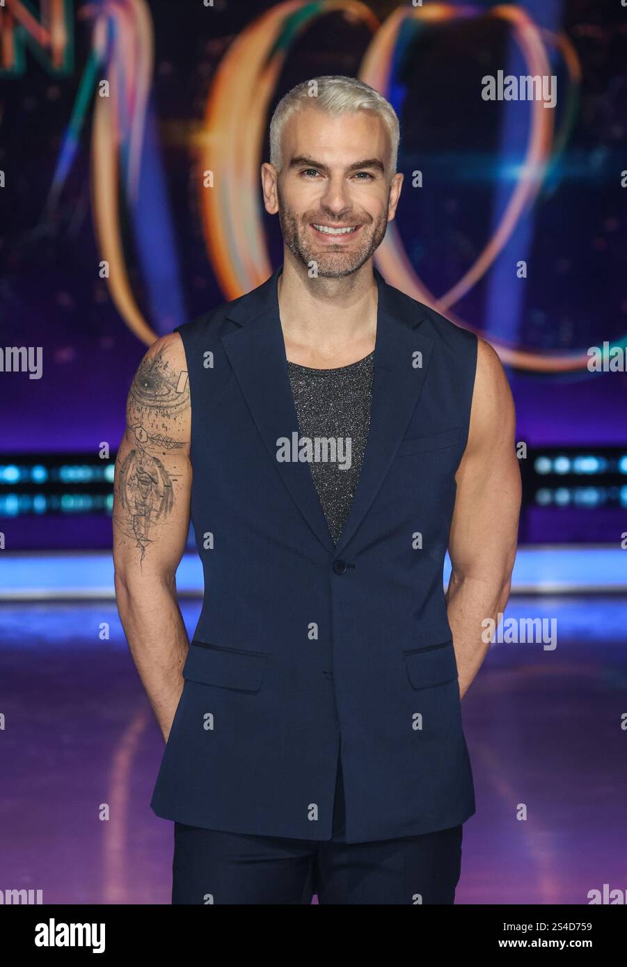 Eric Radford seen during a photocall for "Dancing on Ice" 2025 at ITV Studios Bovingdon in Hemel ...