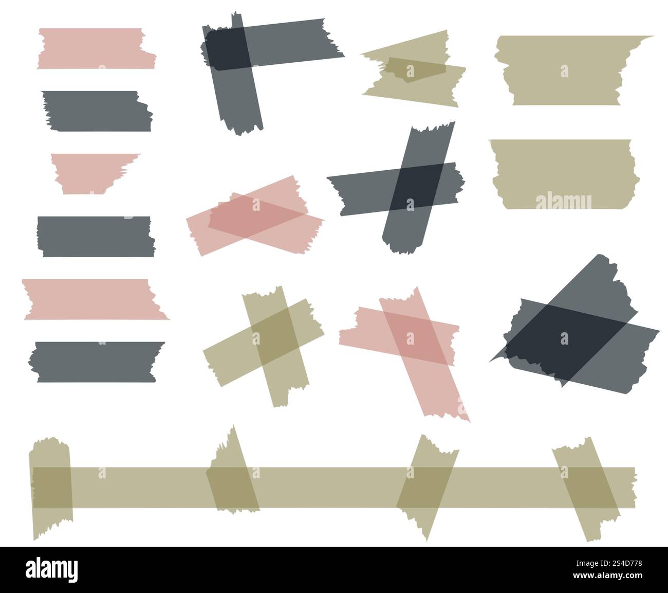 Scotch, adhesive tape pieces isolated on white vector set. Sticky paper ...