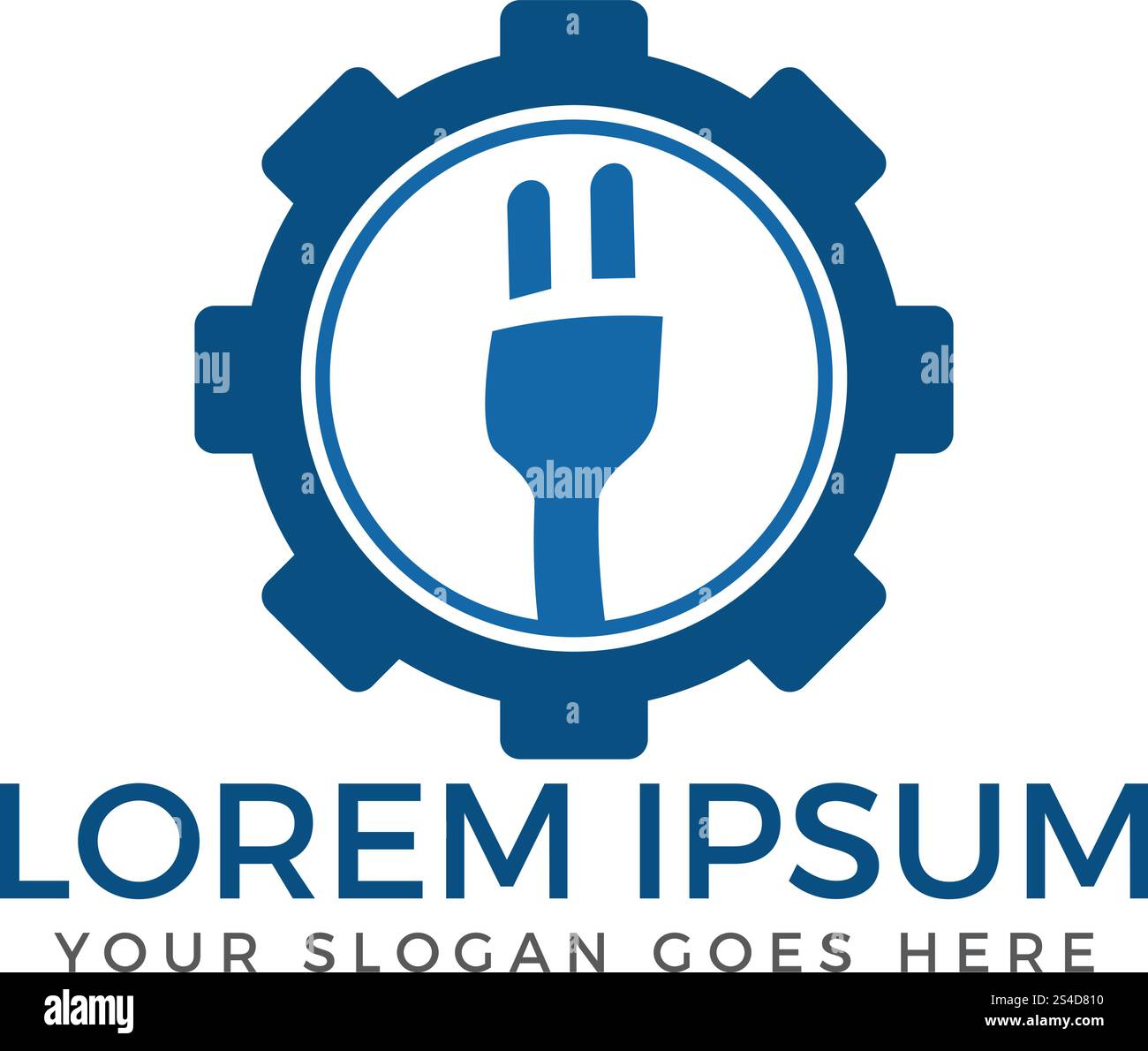 Electrical plug and gear cog vector logo design. Power energy symbol ...