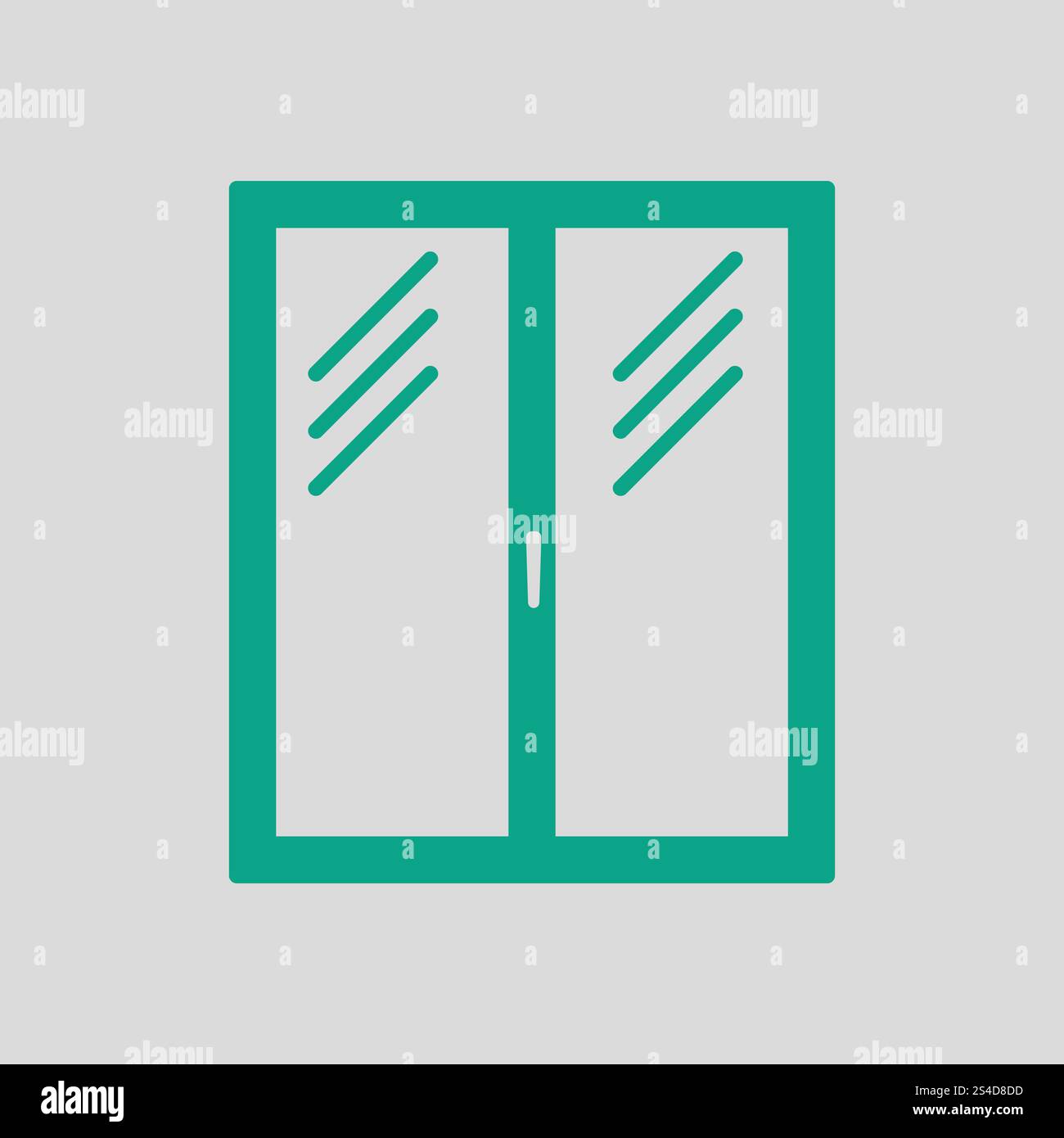 Icon of closed window frame. Gray background with green. Vector ...