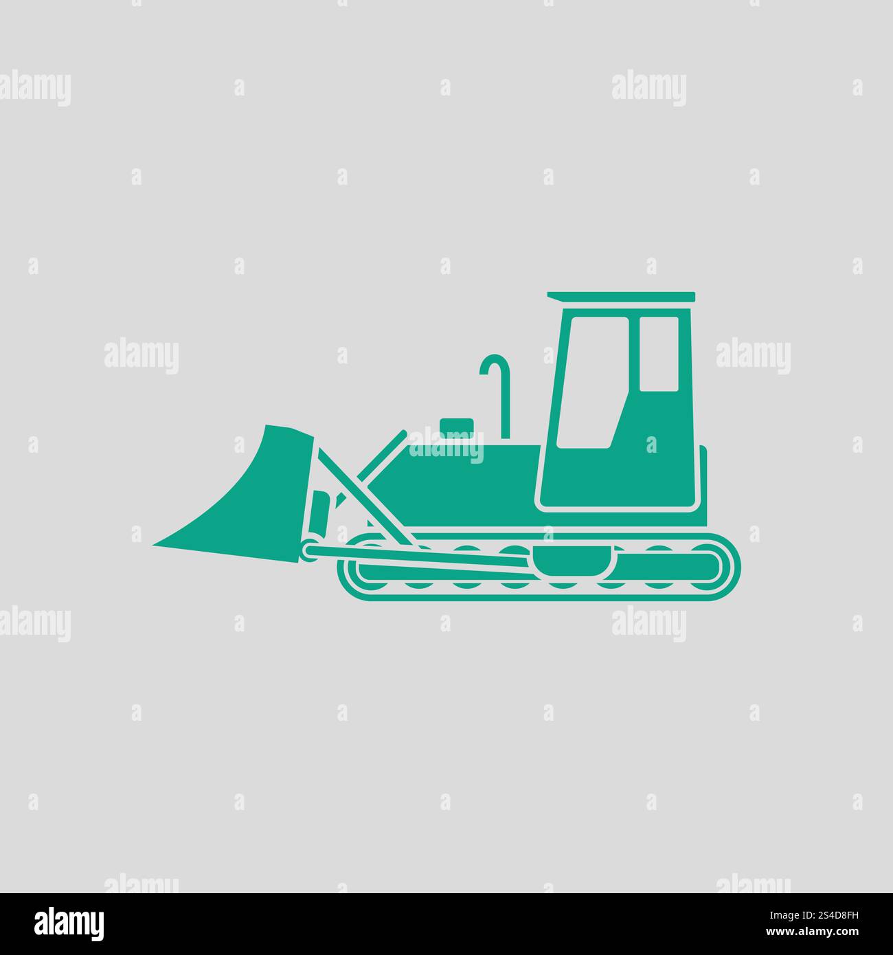 Icon of Construction bulldozer. Gray background with green. Vector ...