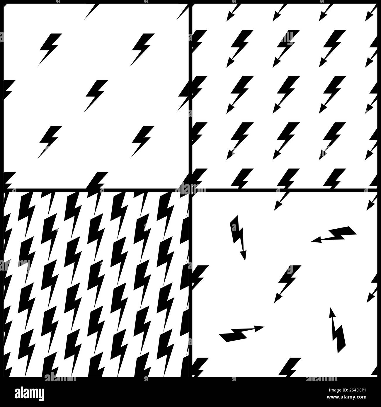 Set of vector lightning seamless patterns in black and white ...