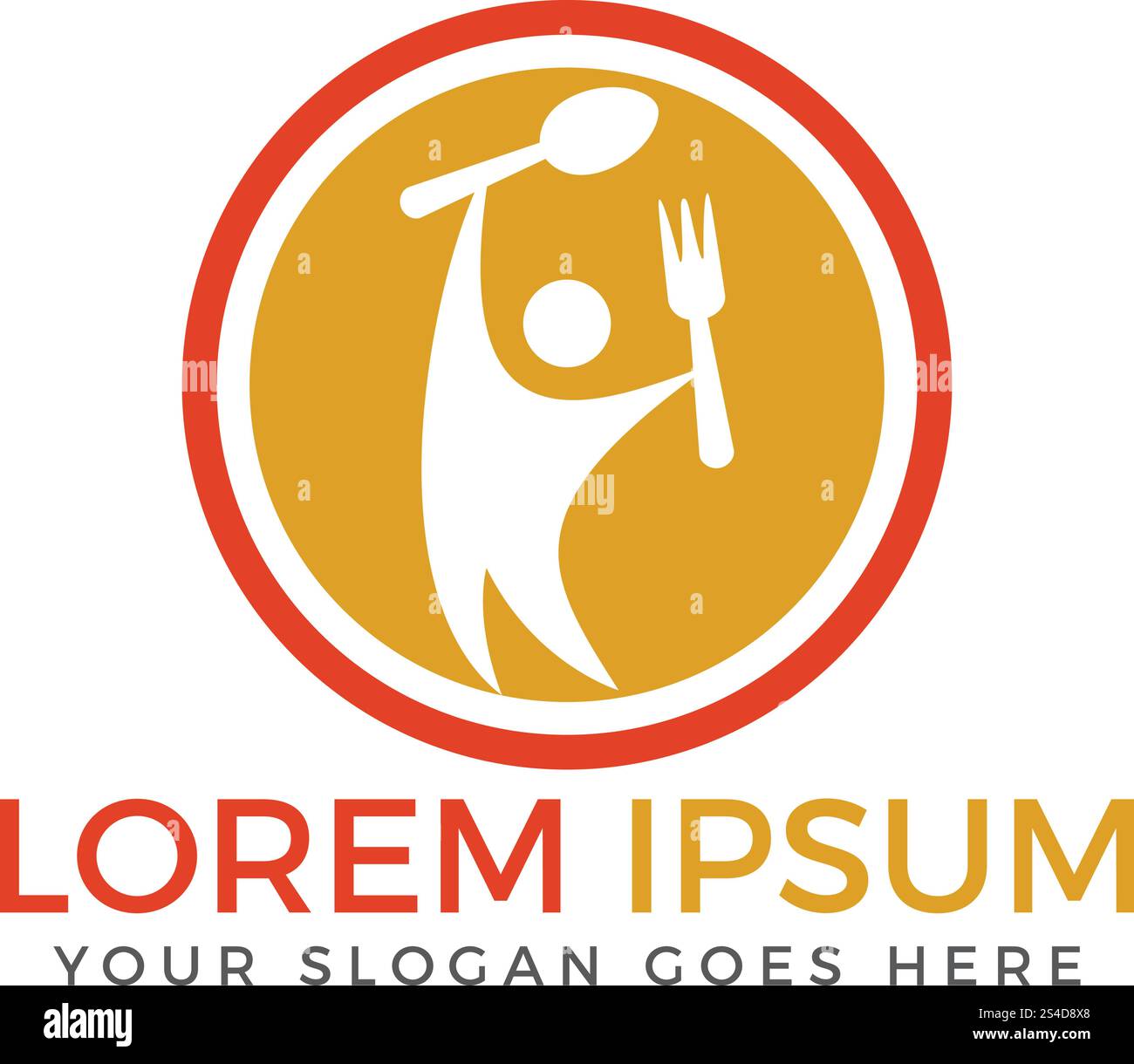 Human with Spoon and fork logo design. Food restaurant logo design ...