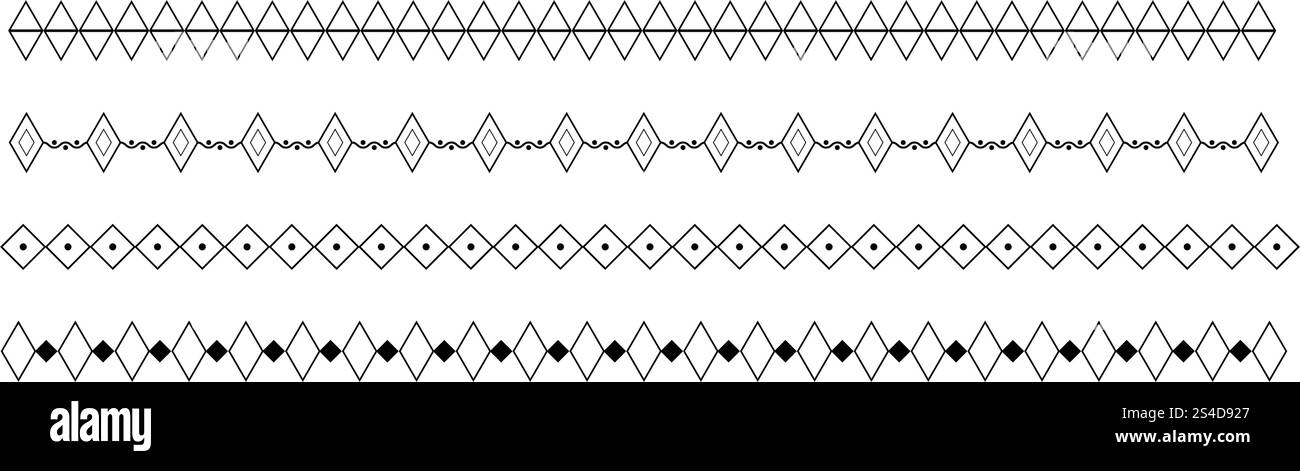Border icon, rhombus shape divider horizontal line vector for ...