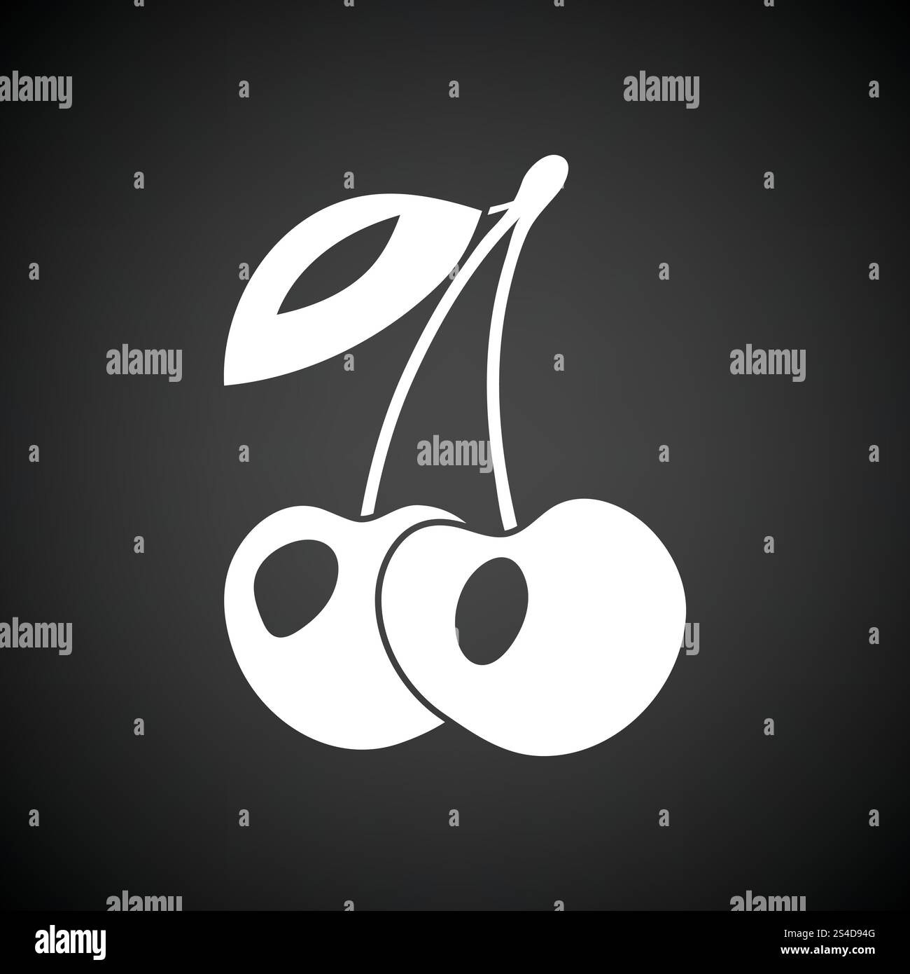 Icon of Cherry. Black background with white. Vector illustration Stock ...