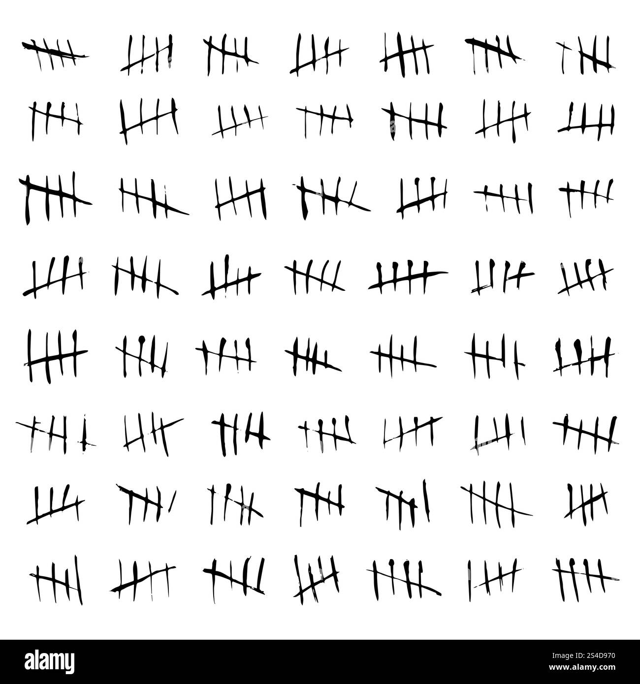 Tally marks, counting waiting number marks isolated on white wall ...