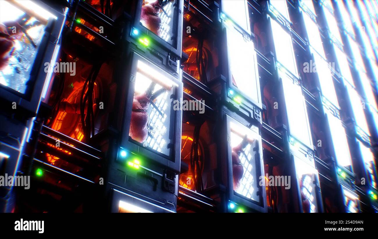 Growing a heart in a futuristic capsule. genetic engineering concept ...