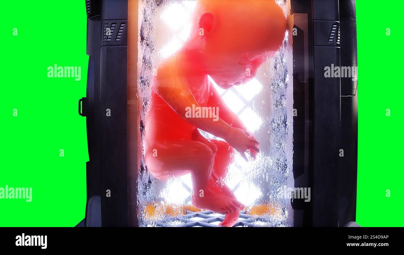 Growing a fetus, baby in a futuristic capsule. genetic engineering ...