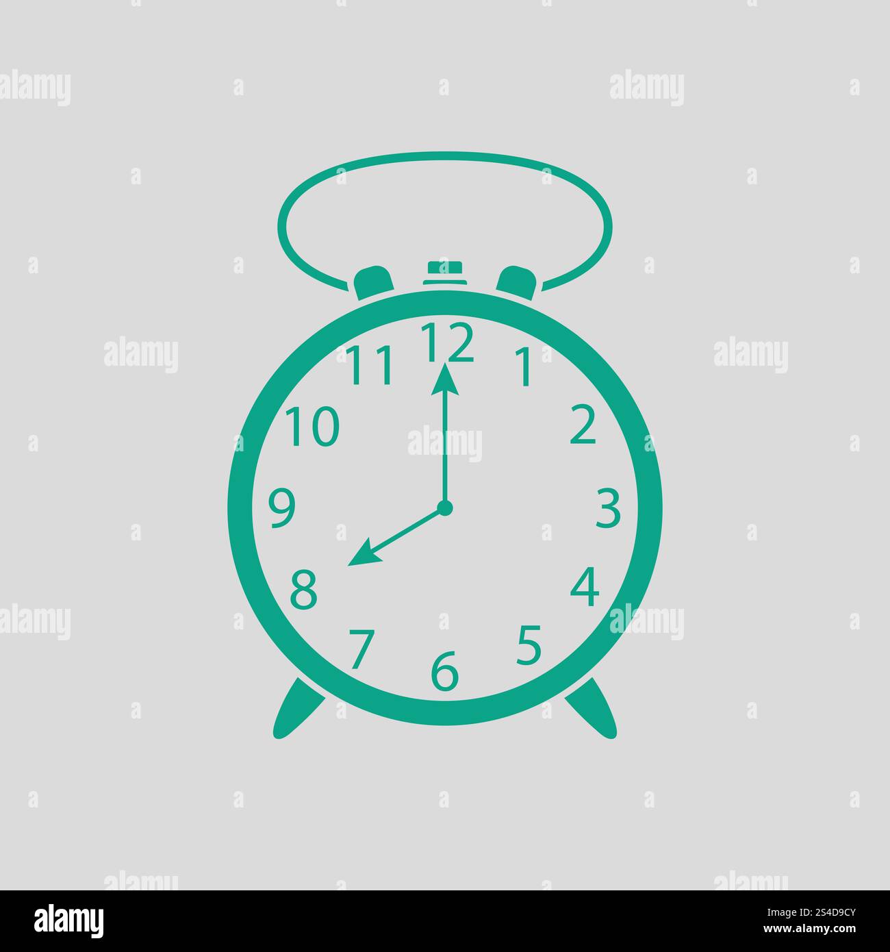 Alarm clock icon. Gray background with green. Vector illustration Stock ...