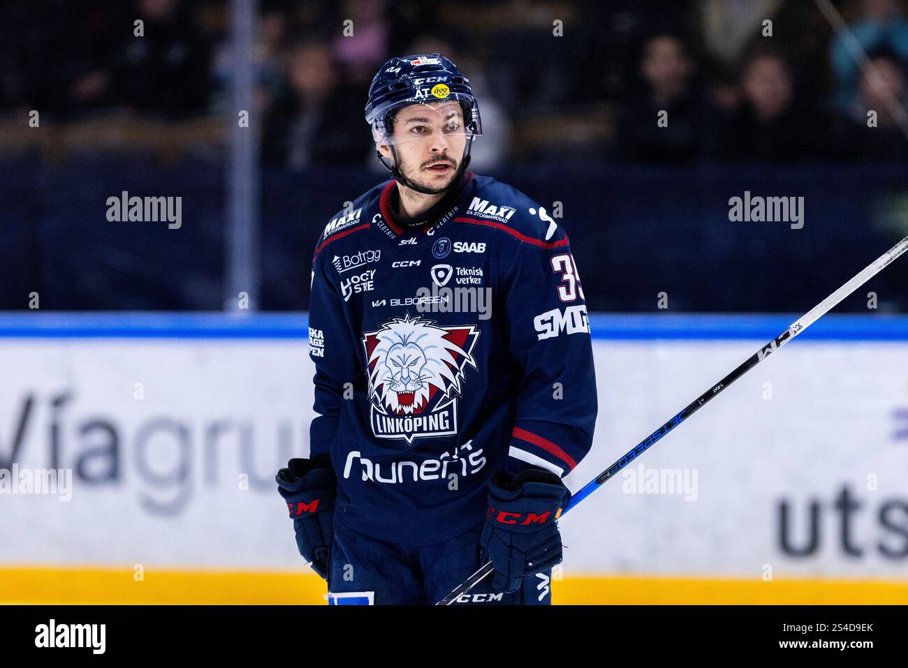 250111 Linköpings Ty Rattie under ishockeymatchen i SHL mellan Linköping och Modo den 11 januari ...