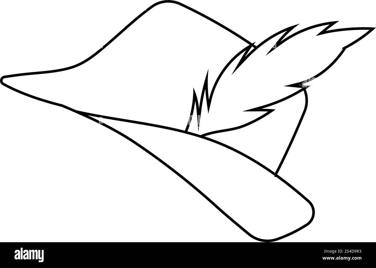 Icon of hunter hat with feather. Thin line design. Vector illustration ...
