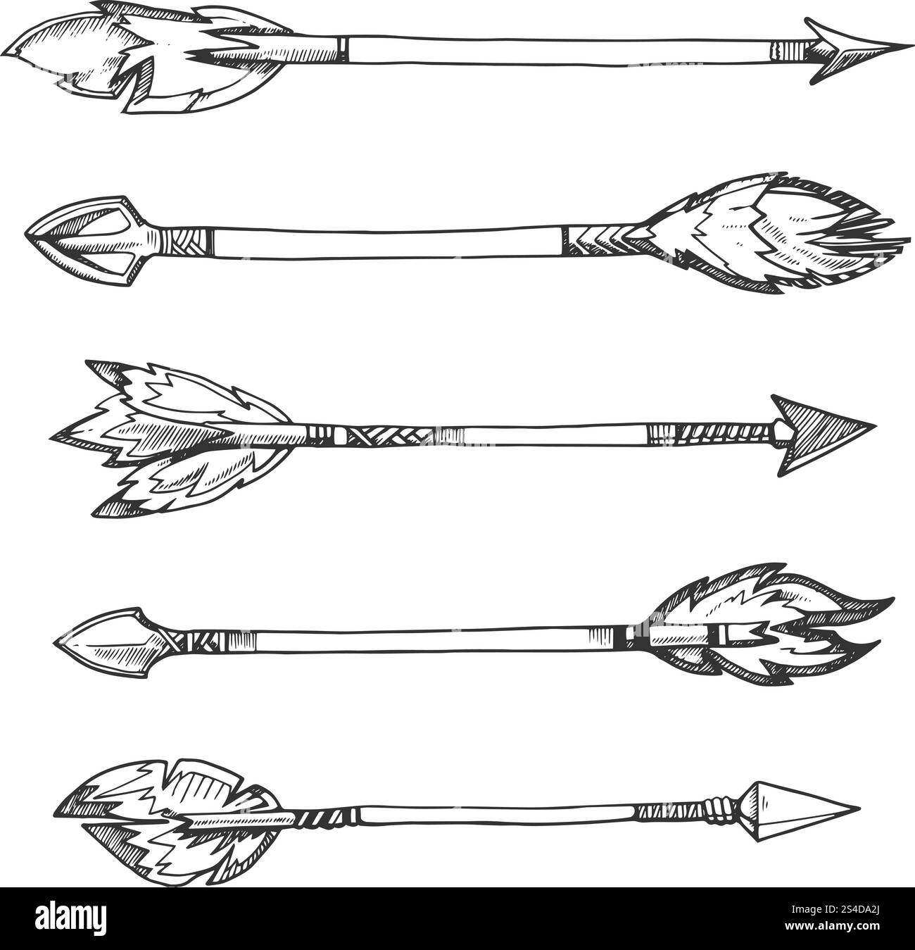 Tribal indian arrows. Vector hand drawn decorative elements in boho ...