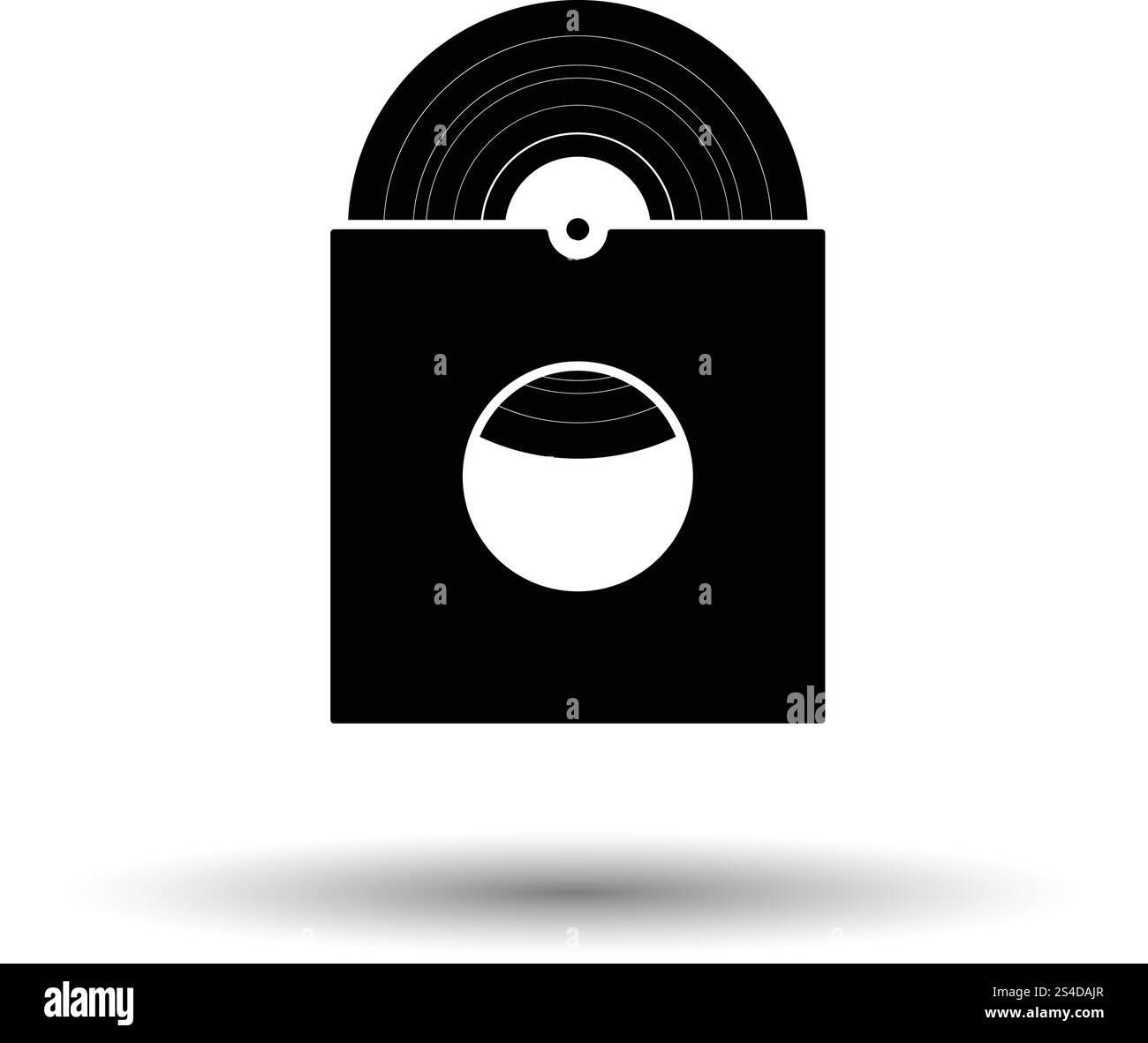 Vinyl record in envelope icon. White background with shadow design ...
