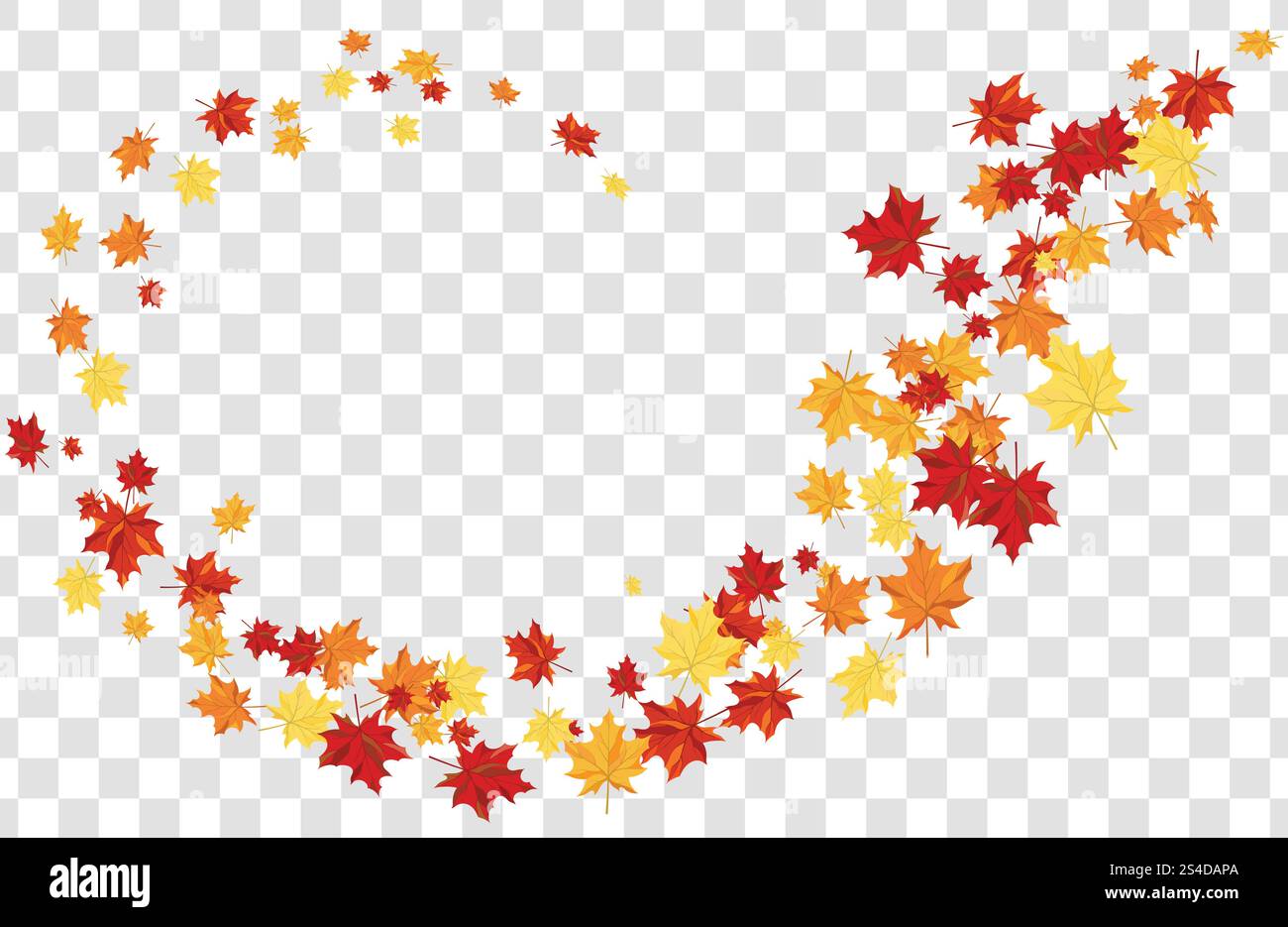 Autumn Frame With Falling Maple Leaves on transparency (alpha) grid ...