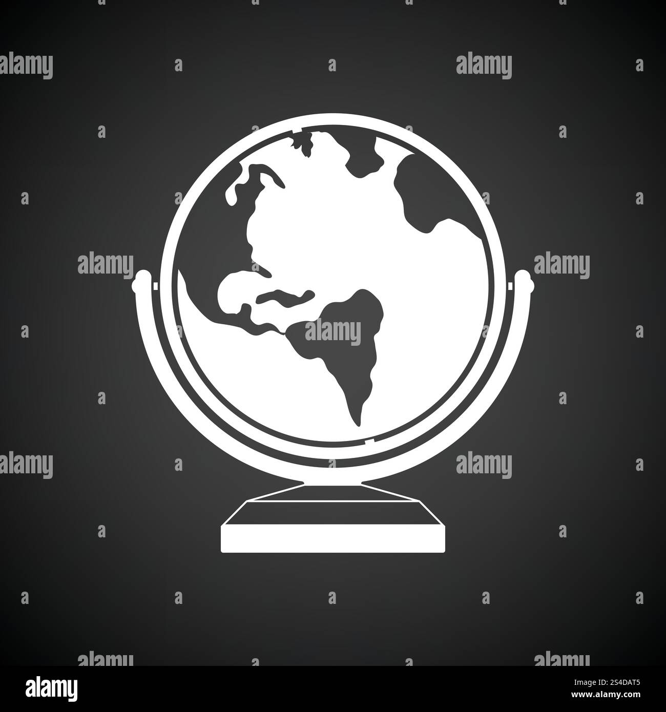 Globe icon. Black background with white. Vector illustration Stock ...