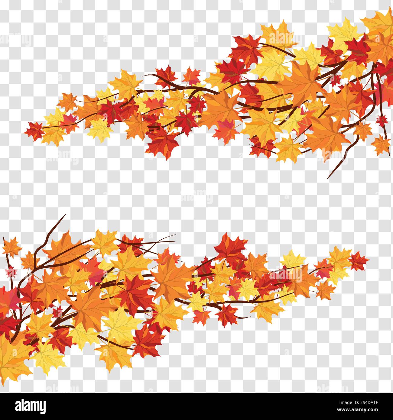 Autumn Frame With Falling Maple Leaves on transparency (alpha) grid ...