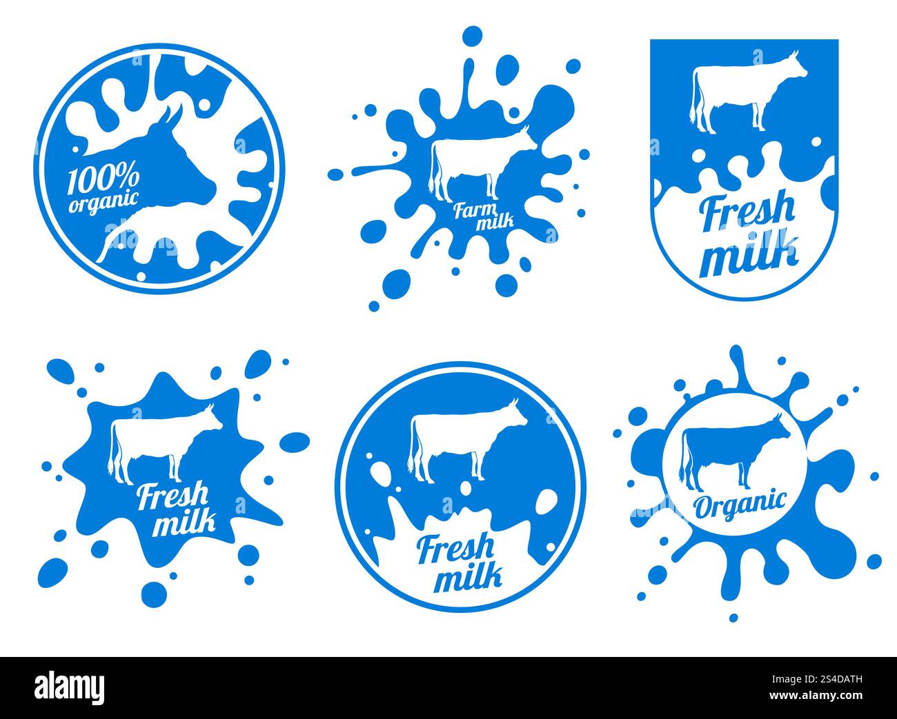 Dairy vintage vector logos, milk badges, cheese packaging labels with ...