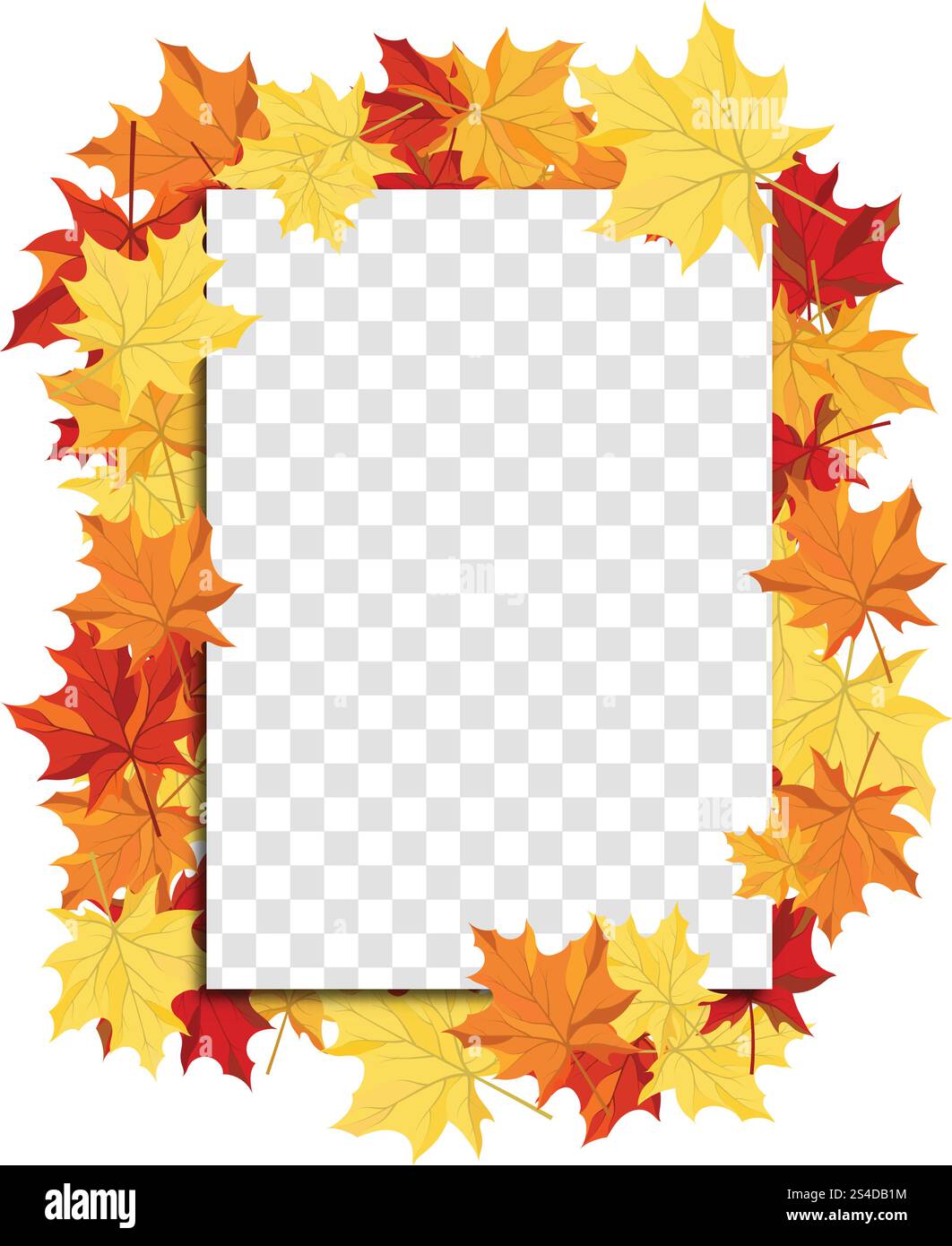 Autumn Frame With Falling Maple Leaves on transparency (alpha) grid ...
