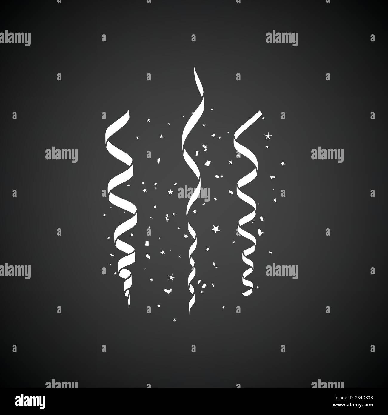 Party serpentine icon. Black background with white. Vector illustration ...