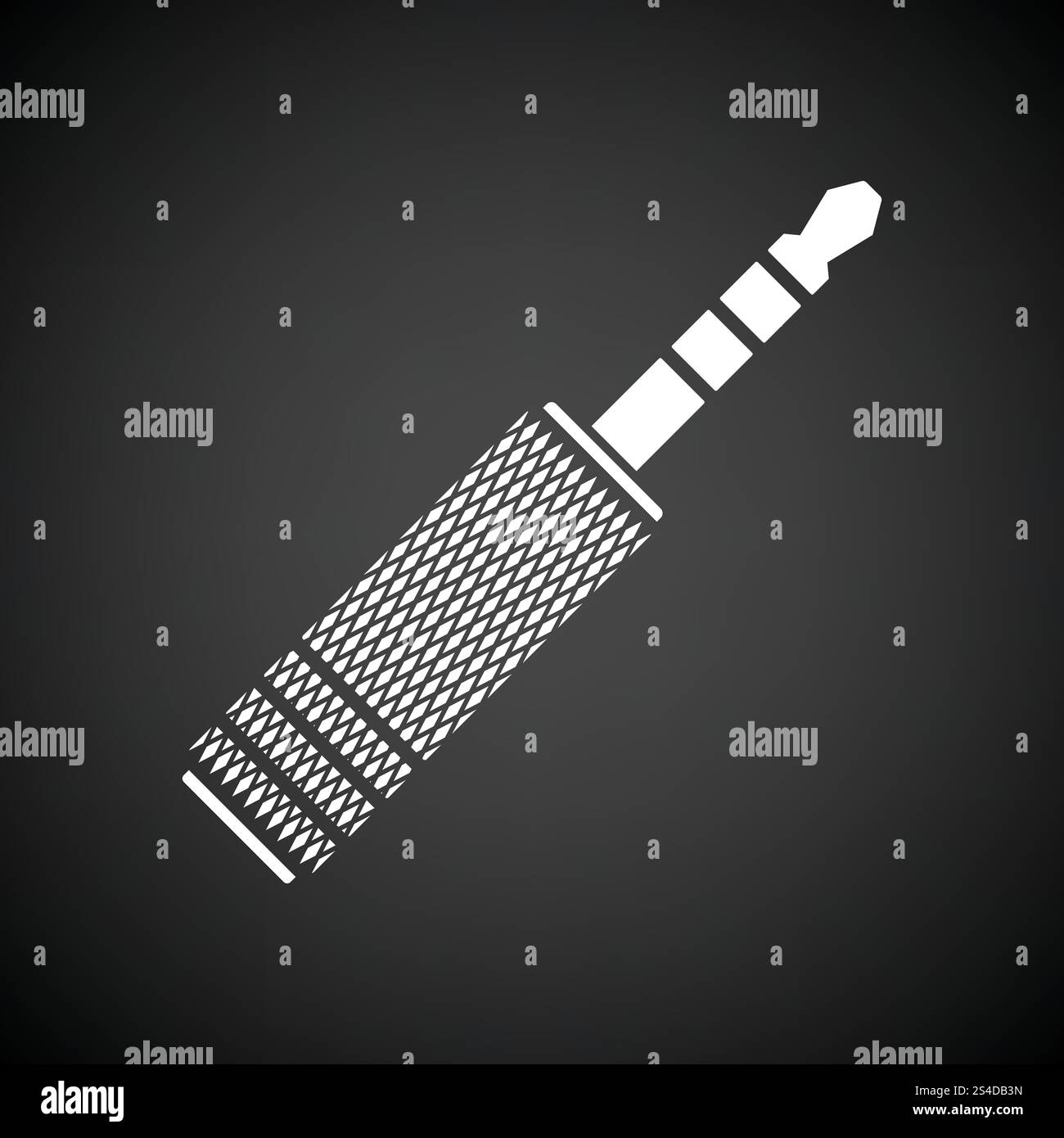 Music jack plug-in icon. Black background with white. Vector ...