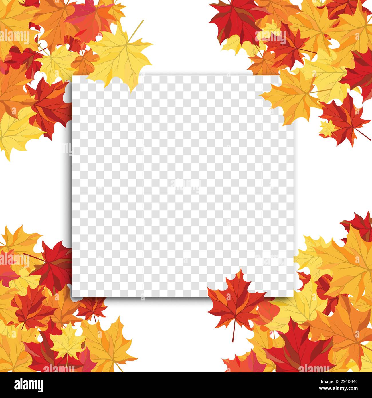 Autumn Frame With Falling Maple Leaves on transparency (alpha) grid ...
