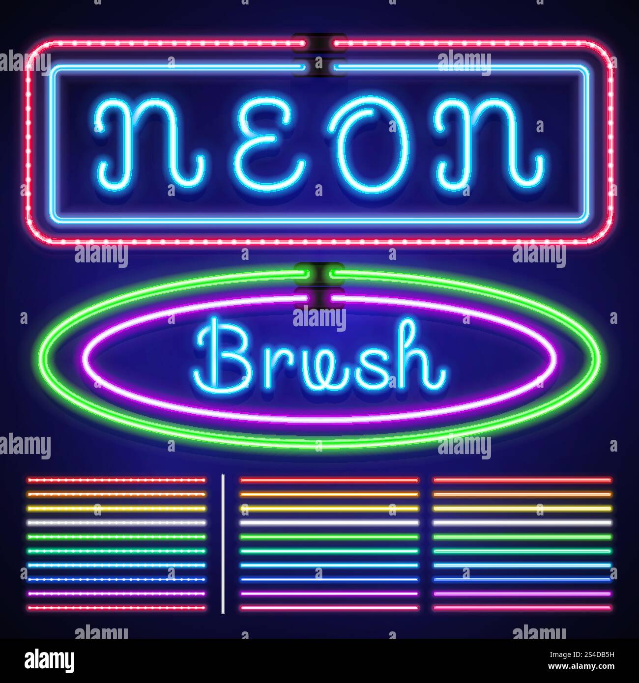 Vintage neon electric stroke custom pattern brushes hi-res stock ...