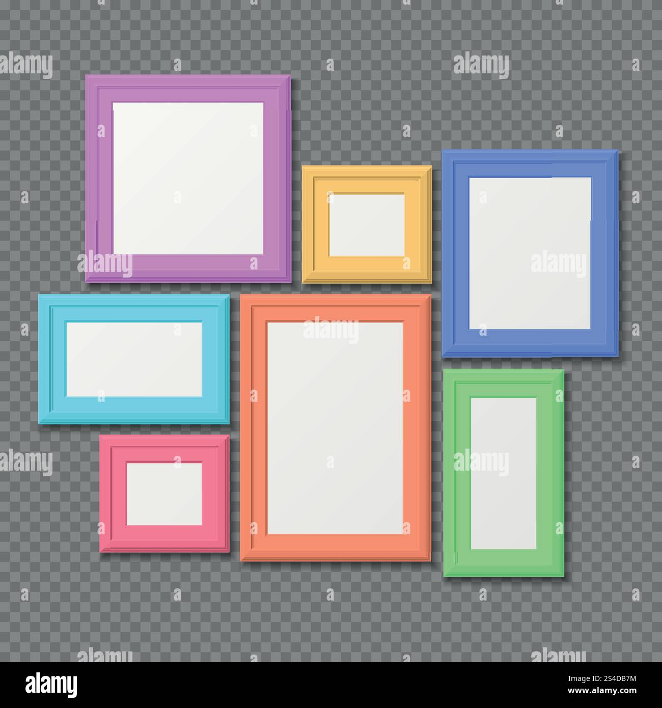 Color rectangle portrait wall frames vector set. Color photo frame ...