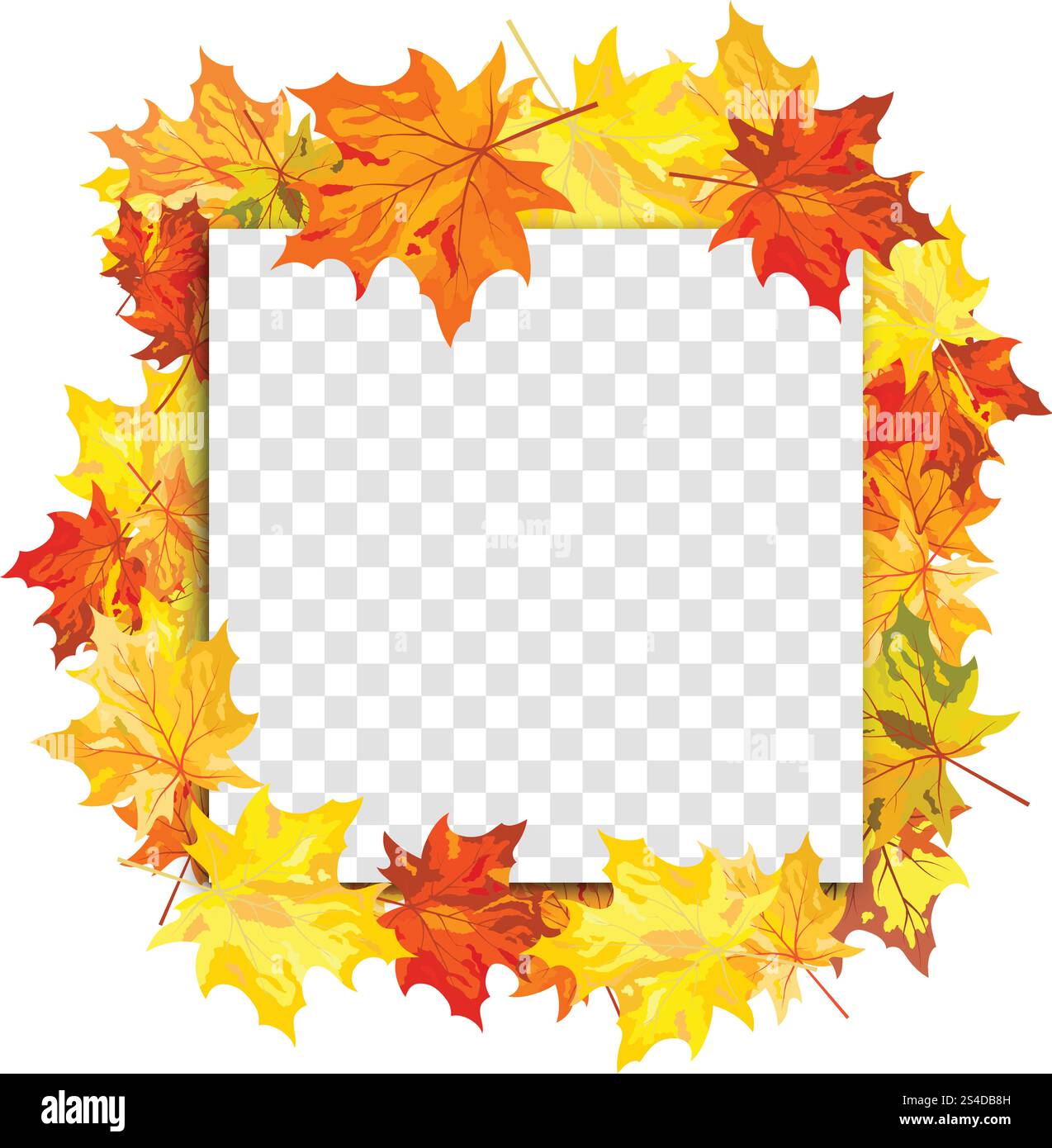 Autumn Frame With Falling Maple Leaves on transparency (alpha) grid ...