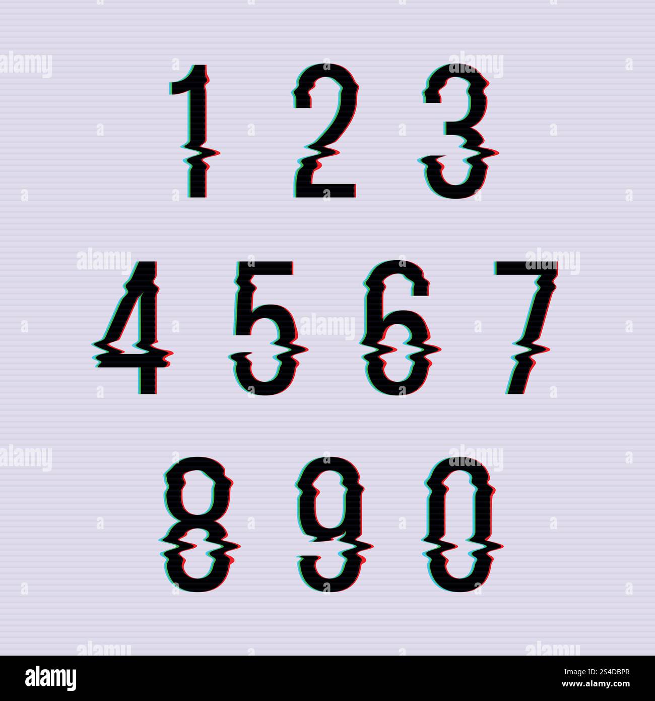 Frozen glitch screen distortion vector numbers. Set of numbers ...