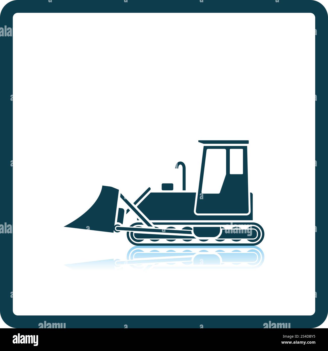 Icon of Construction bulldozer. Shadow reflection design. Vector ...