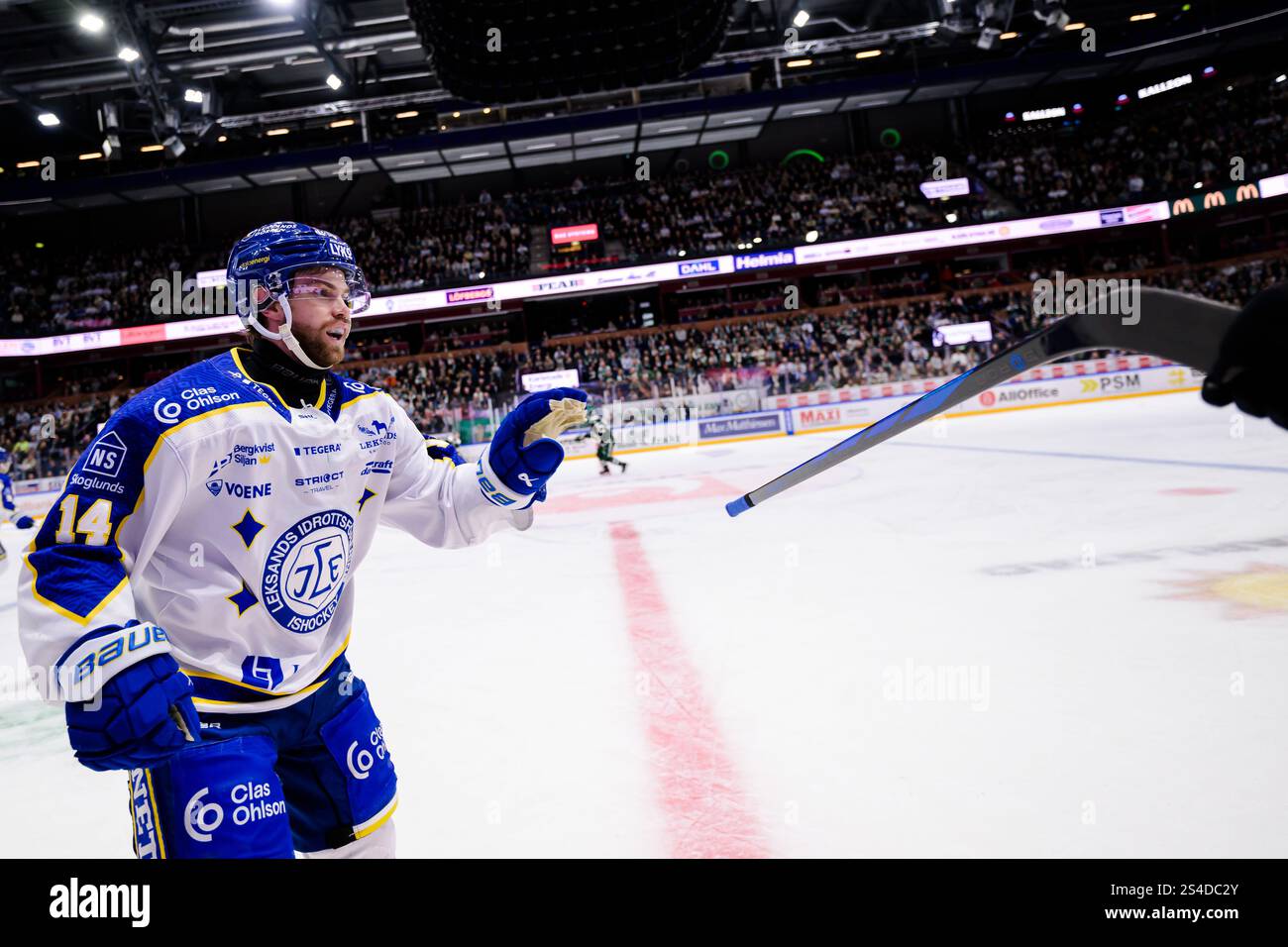 Karlstad, Sverige. 11th Jan, 2025. 250111 Leksands Oskar Lang under ishockeymatchen i SHL mellan ...