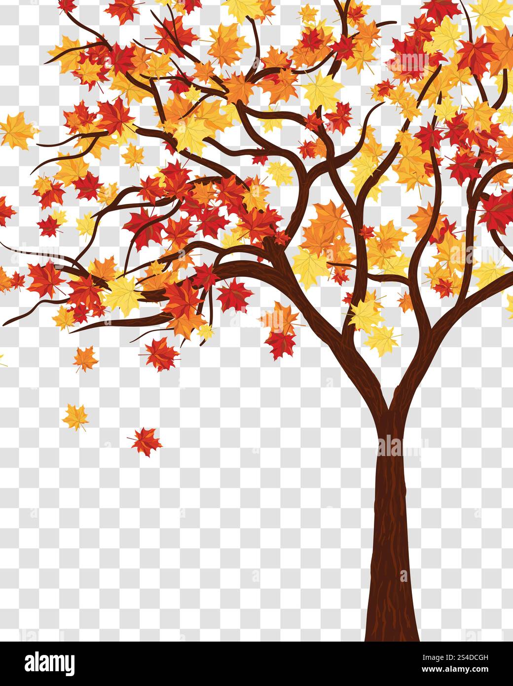 Autumn Frame With Falling Maple Leaves on transparency (alpha) grid ...