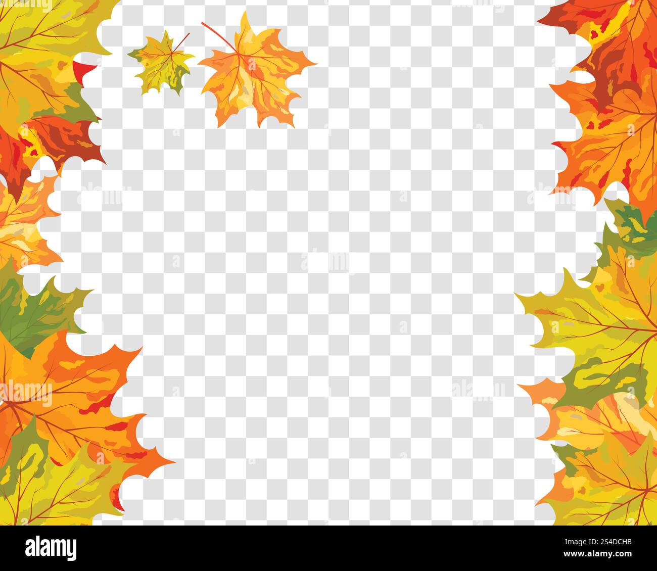 Autumn Frame With Falling Maple Leaves on transparency (alpha) grid ...