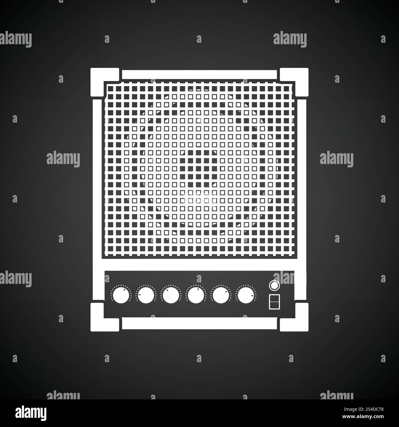 Audio monitor icon. Black background with white. Vector illustration ...