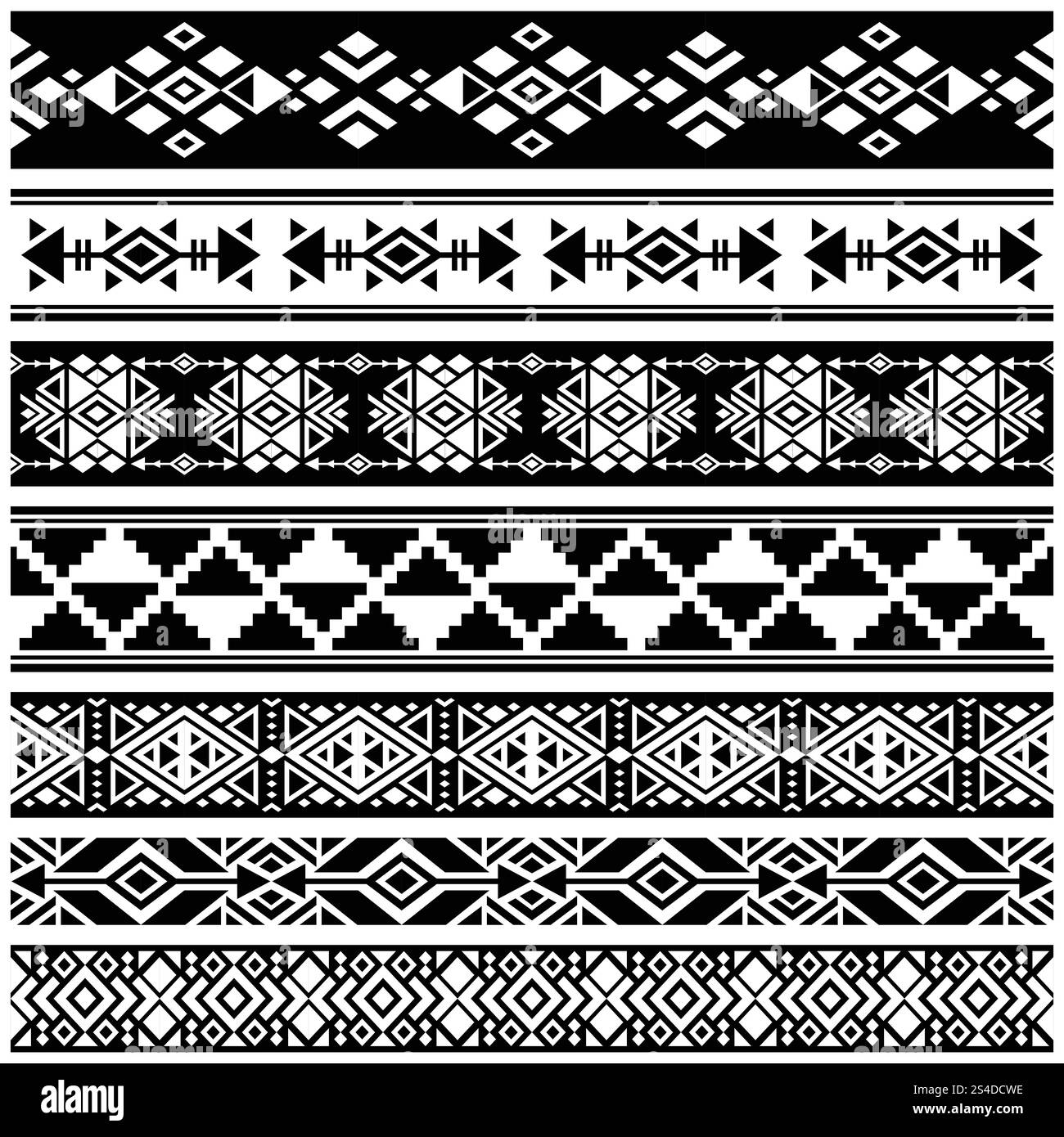 African and mexican aztec american tribal vector borders, frame ...