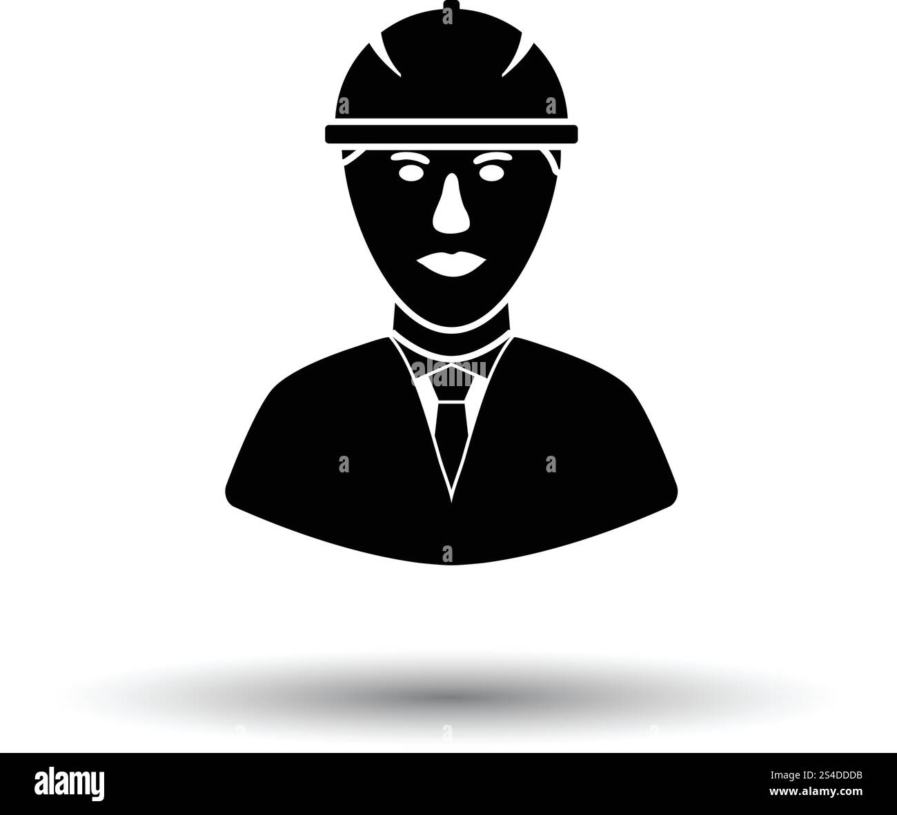 Icon of construction worker head in helmet. White background with ...