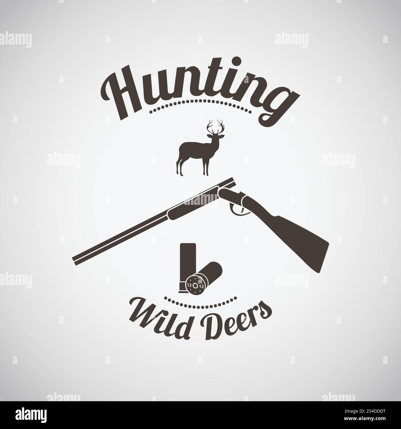 Hunting Vintage Emblem. Opened Hunting Gun With Ammo and Deer ...