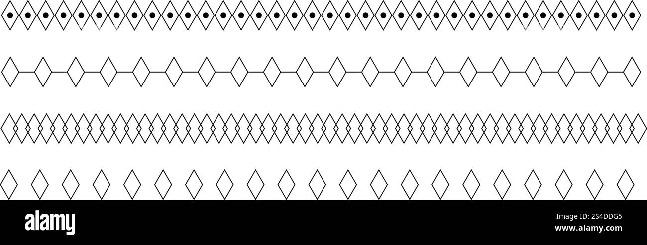 Border icon, rhombus shape divider horizontal line vector for ...