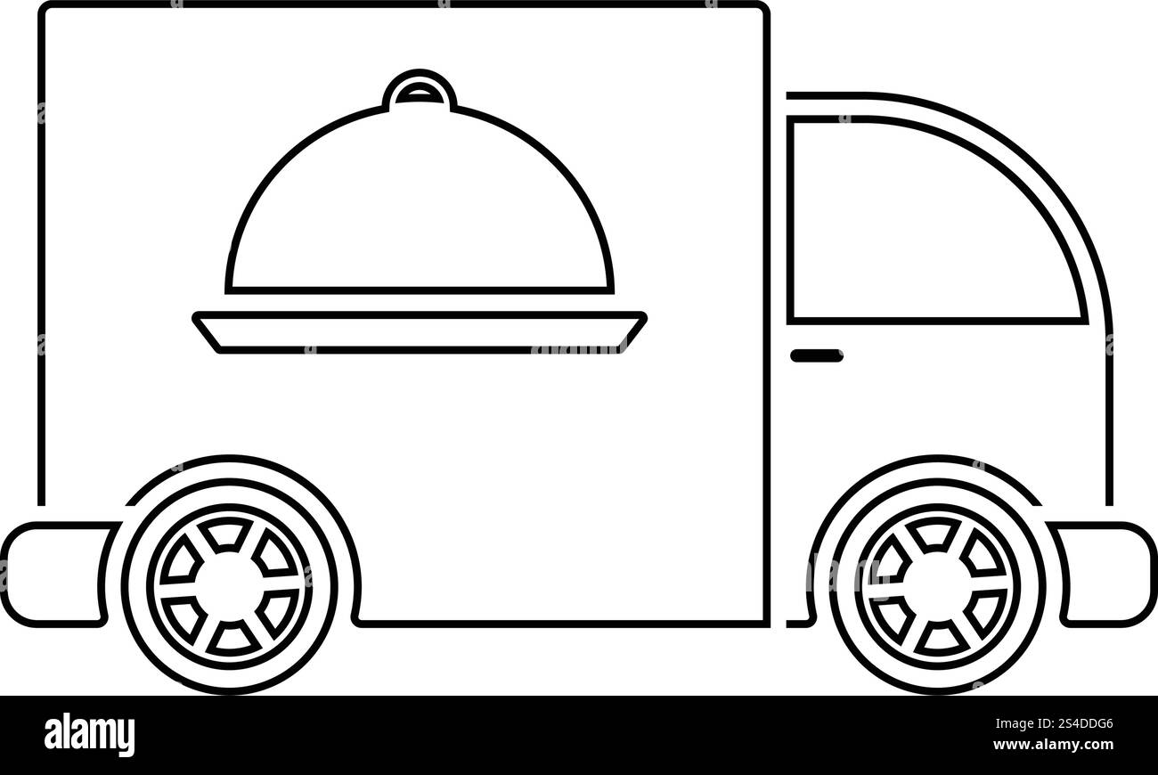 Courier vector thin line Black and White Stock Photos & Images - Alamy