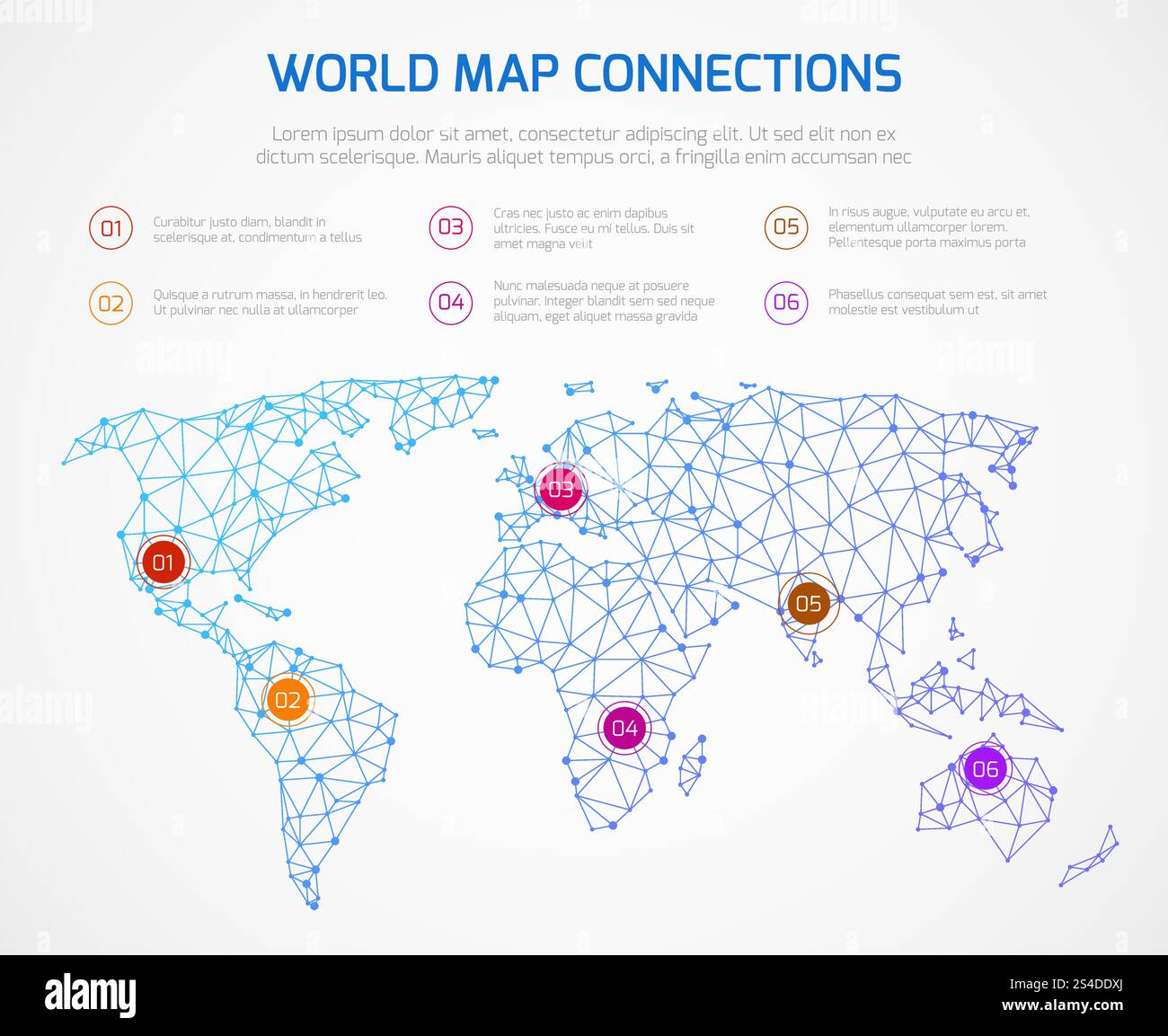 World map vector infographics template with internet connections. Map ...