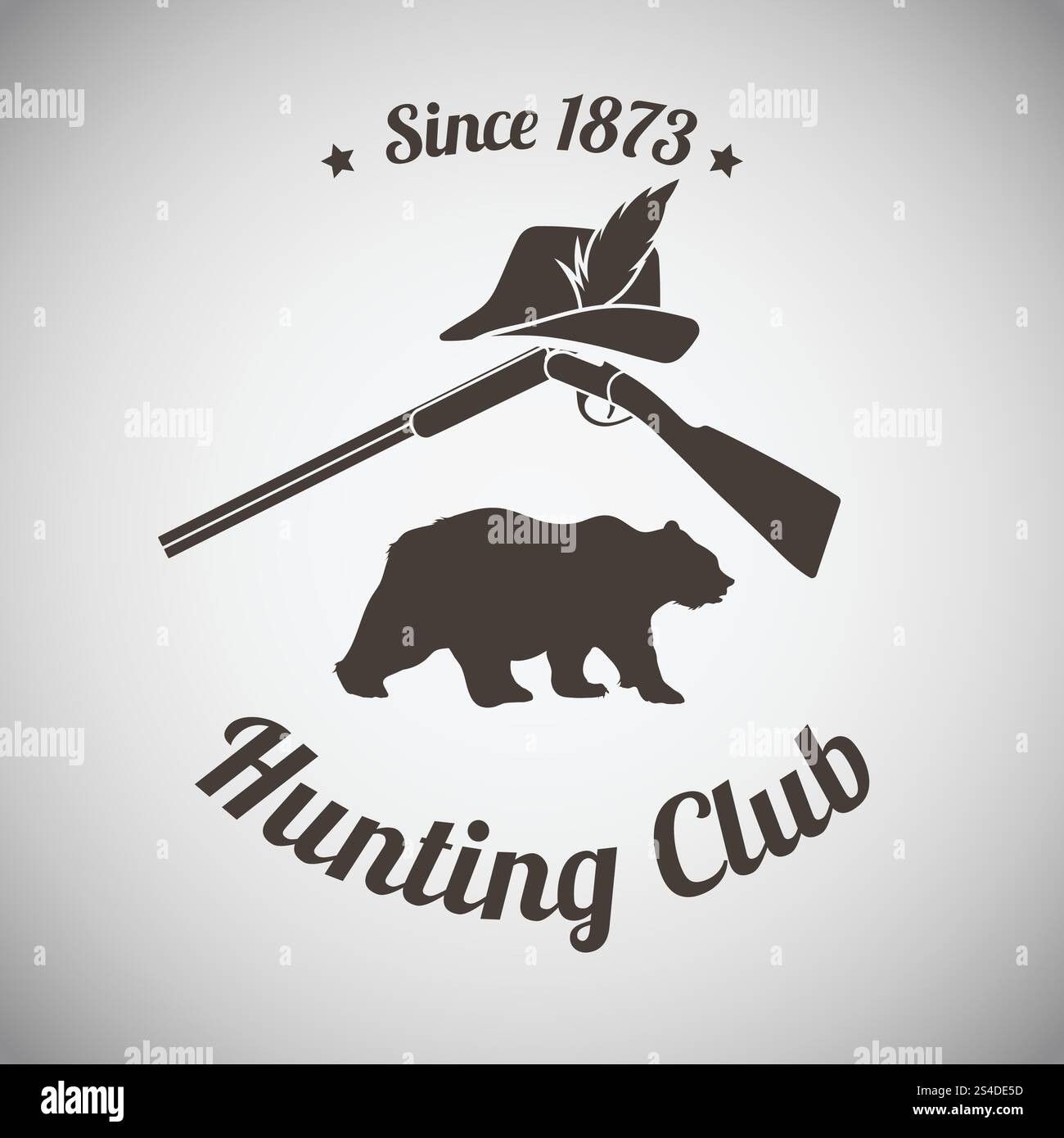 Hunting Vintage Emblem. Opened Hunting Gun With Hunter Hat and Bear ...