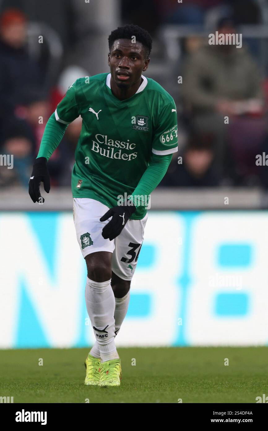 Brentford on Saturday 11th January 2025. Michael Baidoo of Plymouth ...