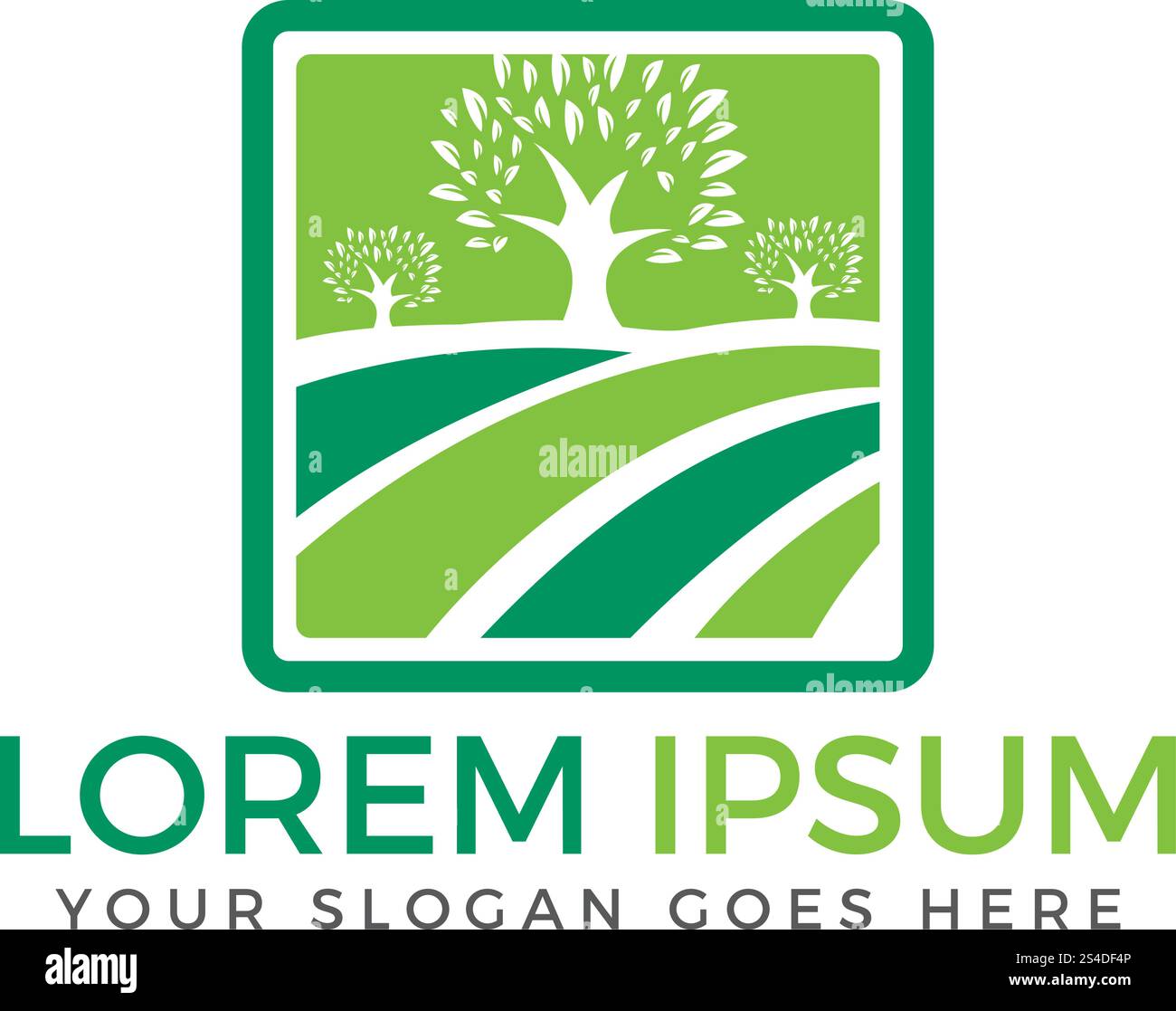 Organic farm logo design. agricultural landscape icon sky sun field ...